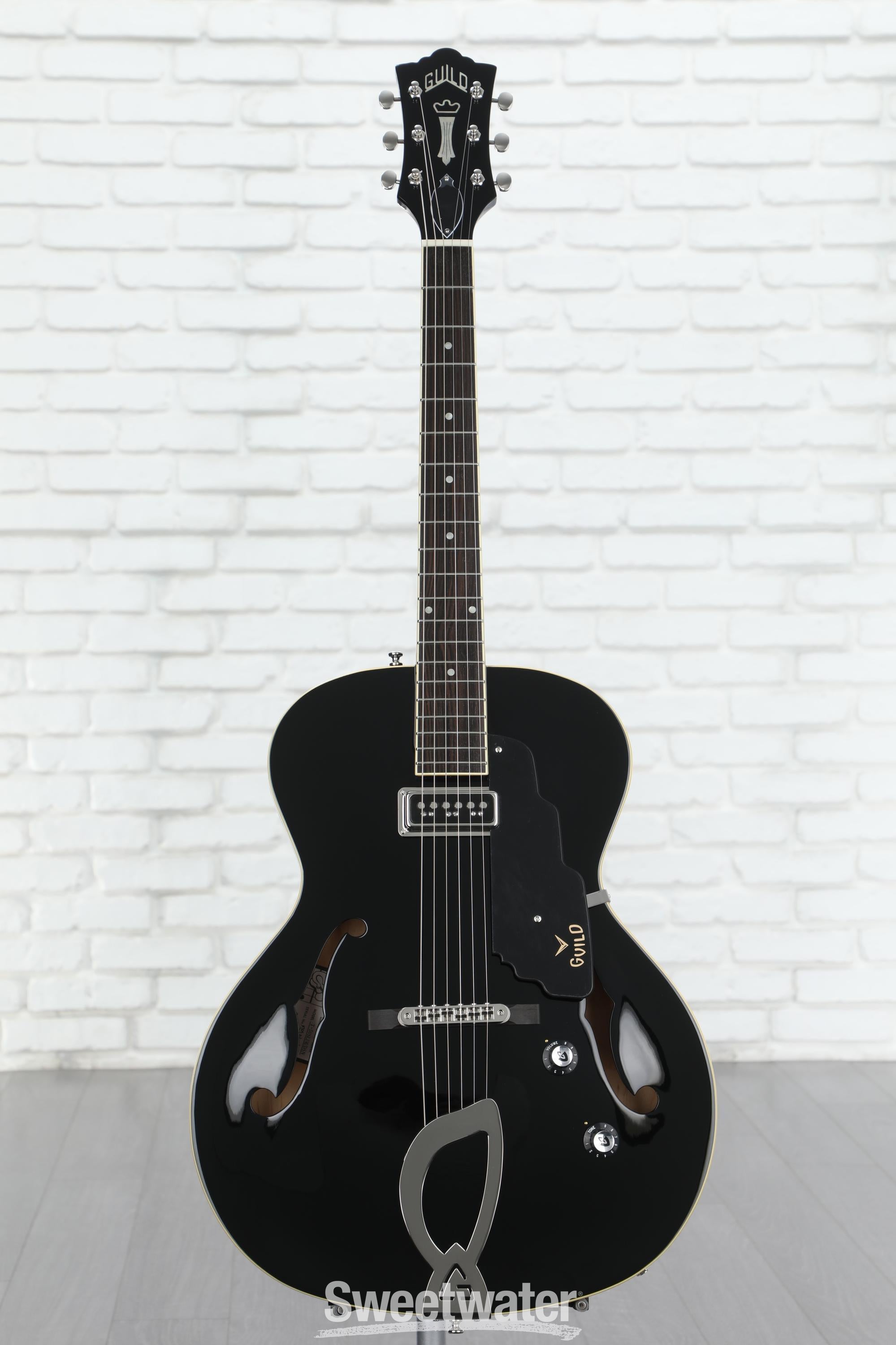 Guild T-50 Slim Dynasonic Hollowbody Guitar - Black | Sweetwater