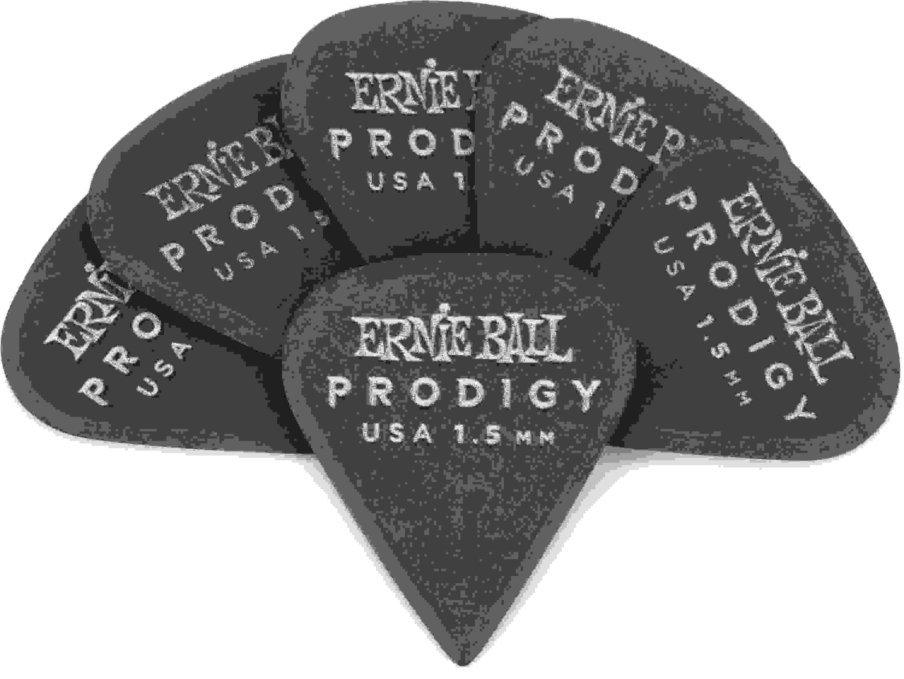 Ernie Ball Prodigy Guitar Picks 1.5 mm Black Sharp (6-pack) | Sweetwater