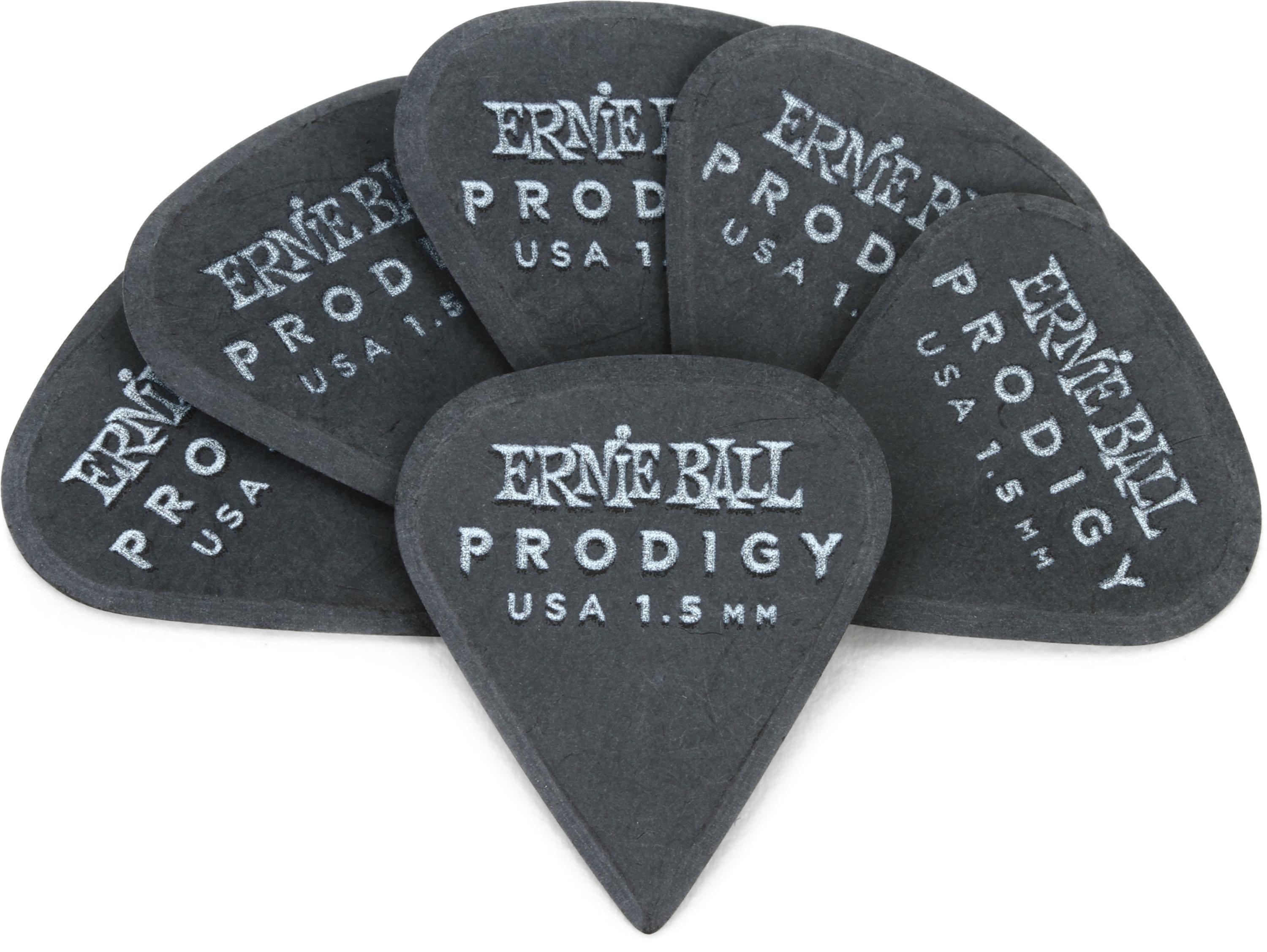 Ernie Ball Prodigy Guitar Picks 1.5 mm Black Sharp (6-pack) | Sweetwater