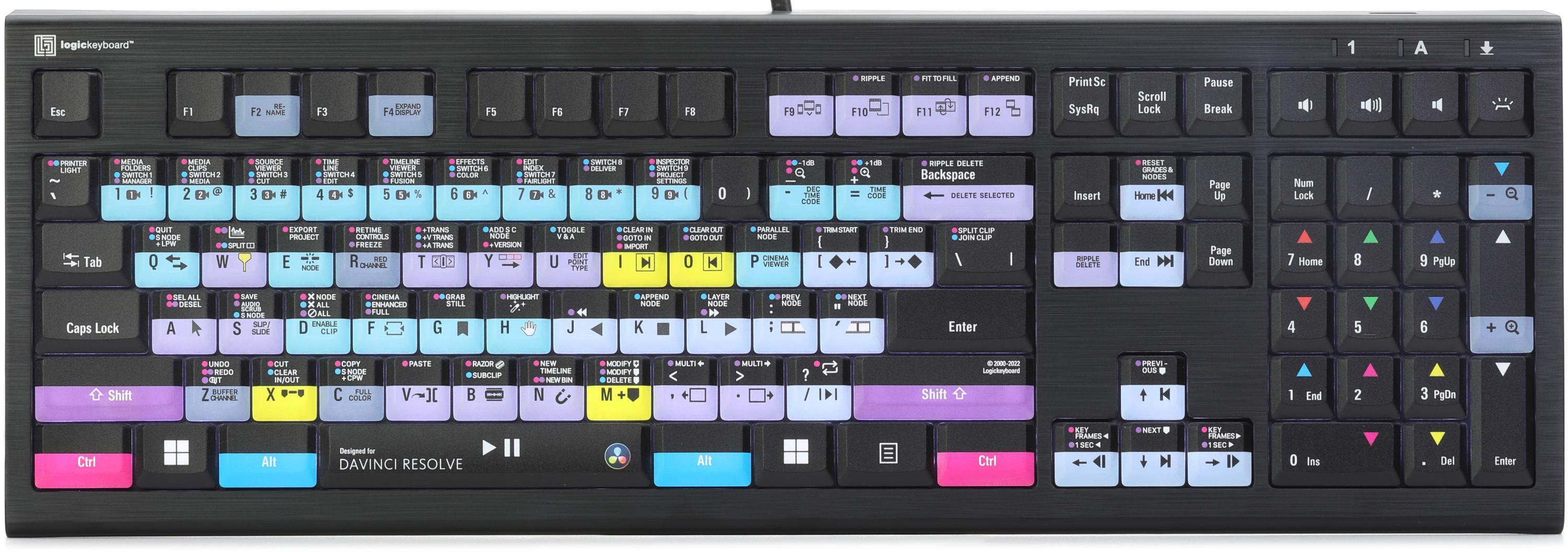 Logickeyboard ASTRA2 Backlit Keyboard for DaVinci Resolve - Windows ...