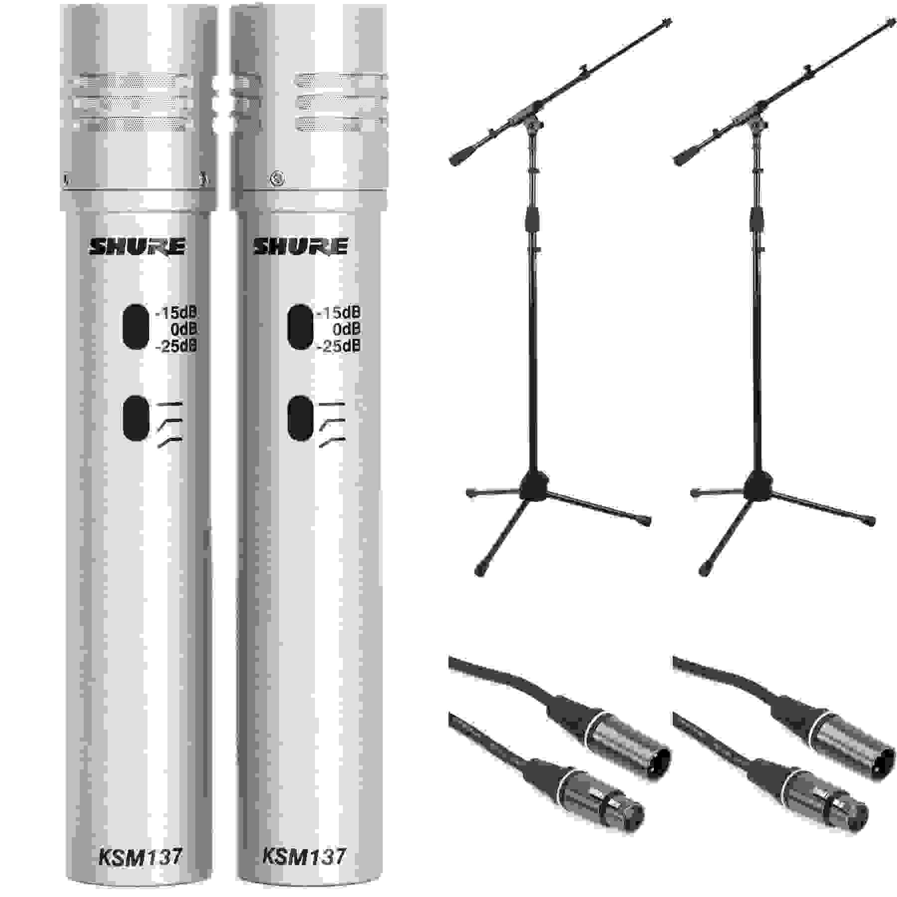 Shure KSM137 Stereo Pair Bundle with Stands and Cables | Sweetwater