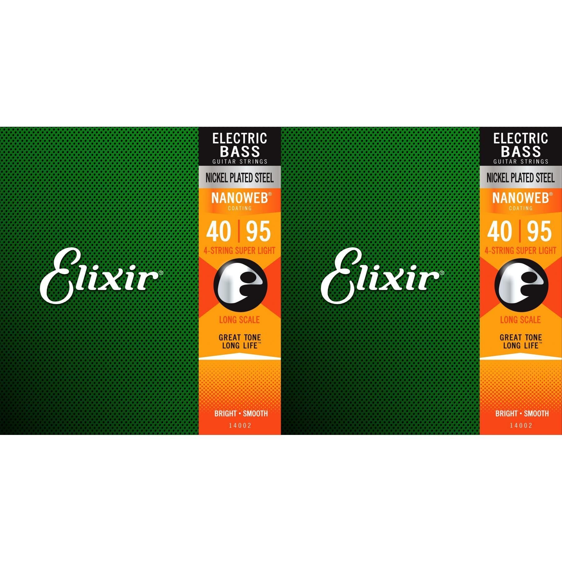 Elixir Strings 14002 Nanoweb Electric Bass Guitar Strings - .040-.095 ...