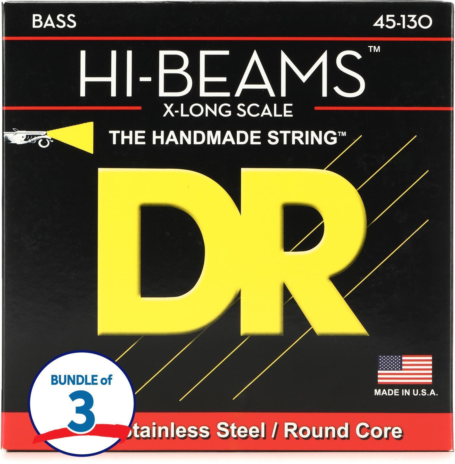 DR Strings LMR5-130 Hi-Beam 5-String Stainless Steel Bass Guitar ...
