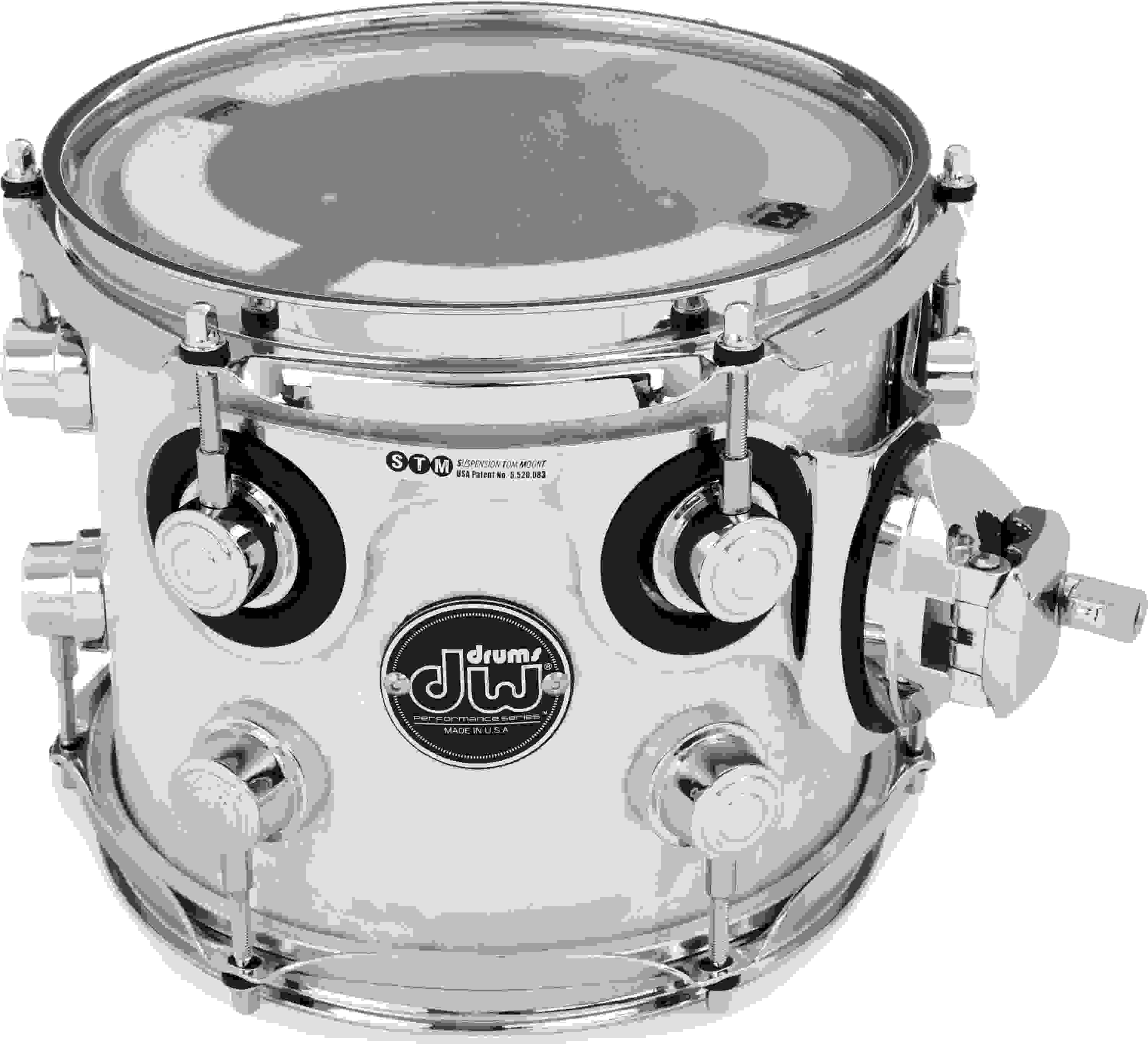 DW Performance Series Mounted Tom - 7 x 8 inch - White Marine FinishPly ...