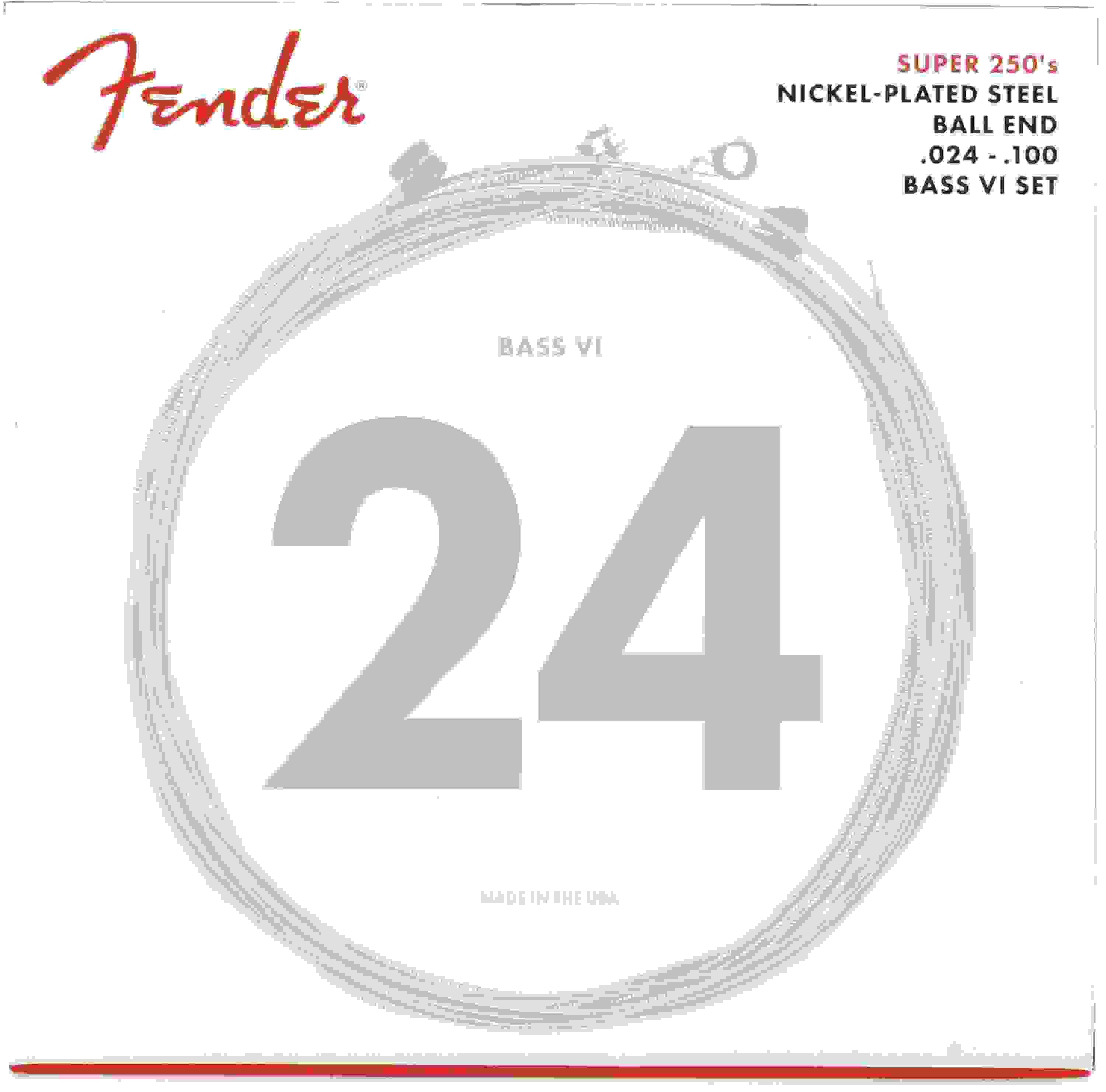 Fender Super 250B6 Nickel Plated Steel Bass VI Guitar Strings - .024 ...