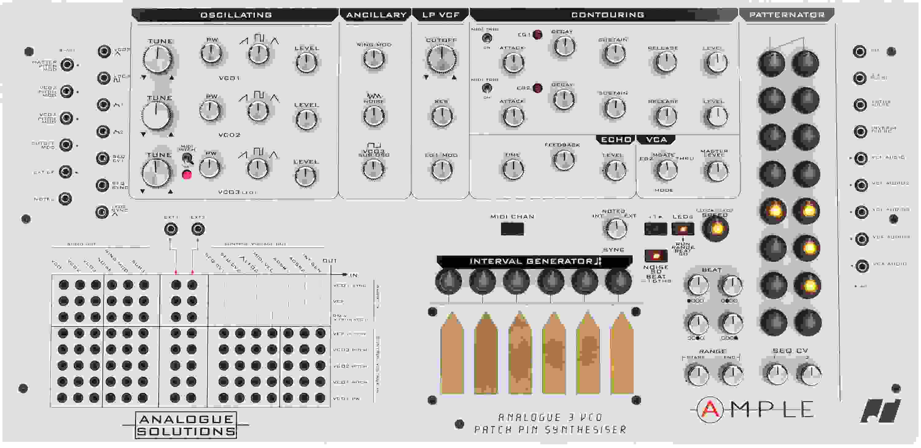 Analogue Solutions Ample Analog Patch Pin Matrix Desktop Synthesizer ...