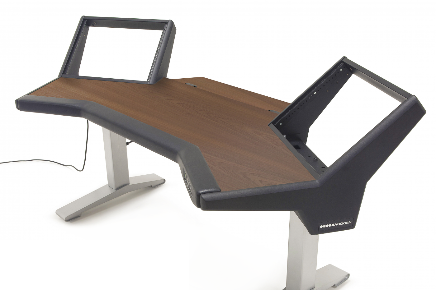 Argosy Halo.E2 Base Sit-Stand Workstation Desk with Mahogany Veneer ...