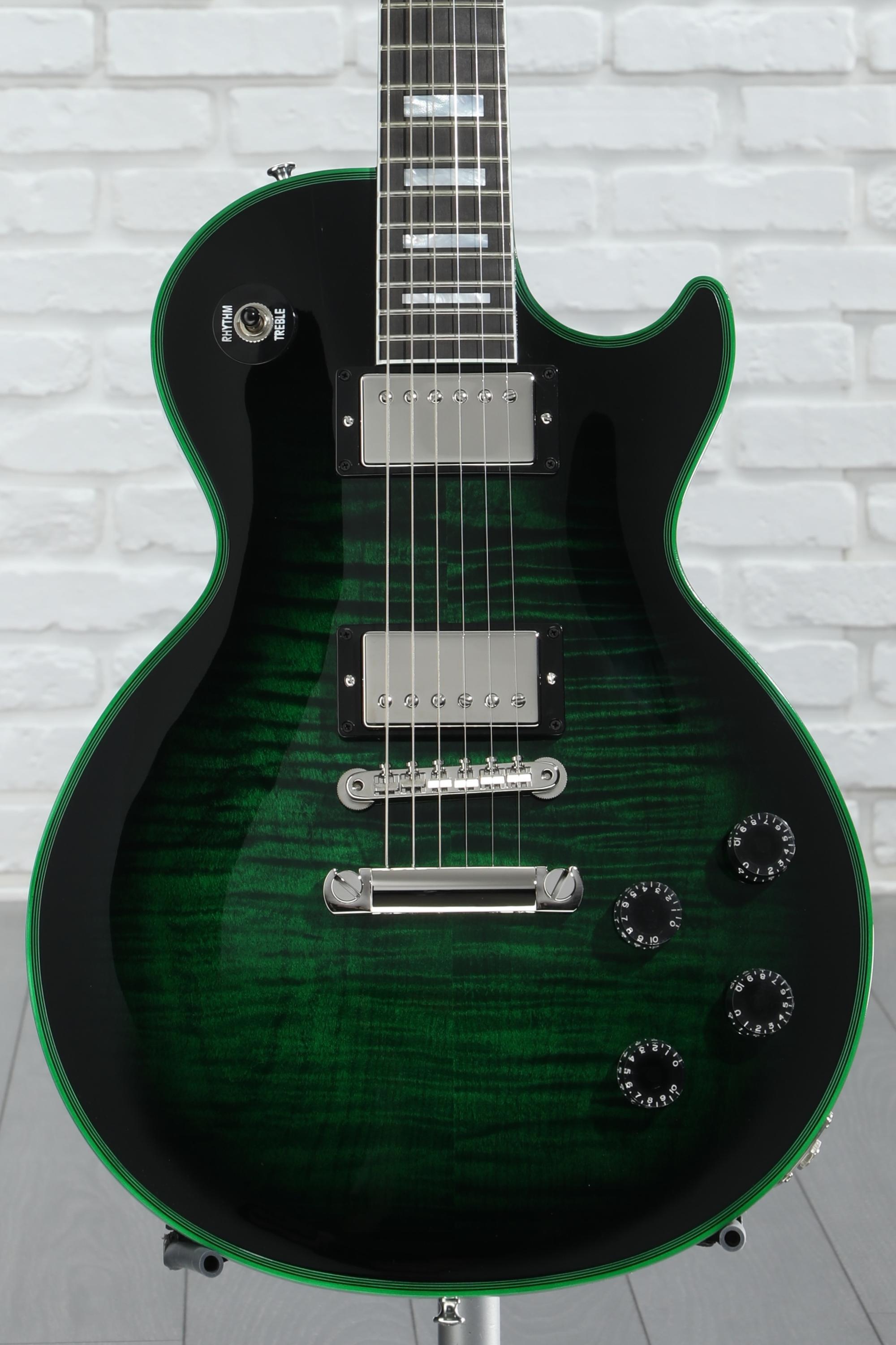 Gibson Custom Dealer Select Les Paul Axcess Custom HT Electric Guitar - Green Widow, Hard Tail ...