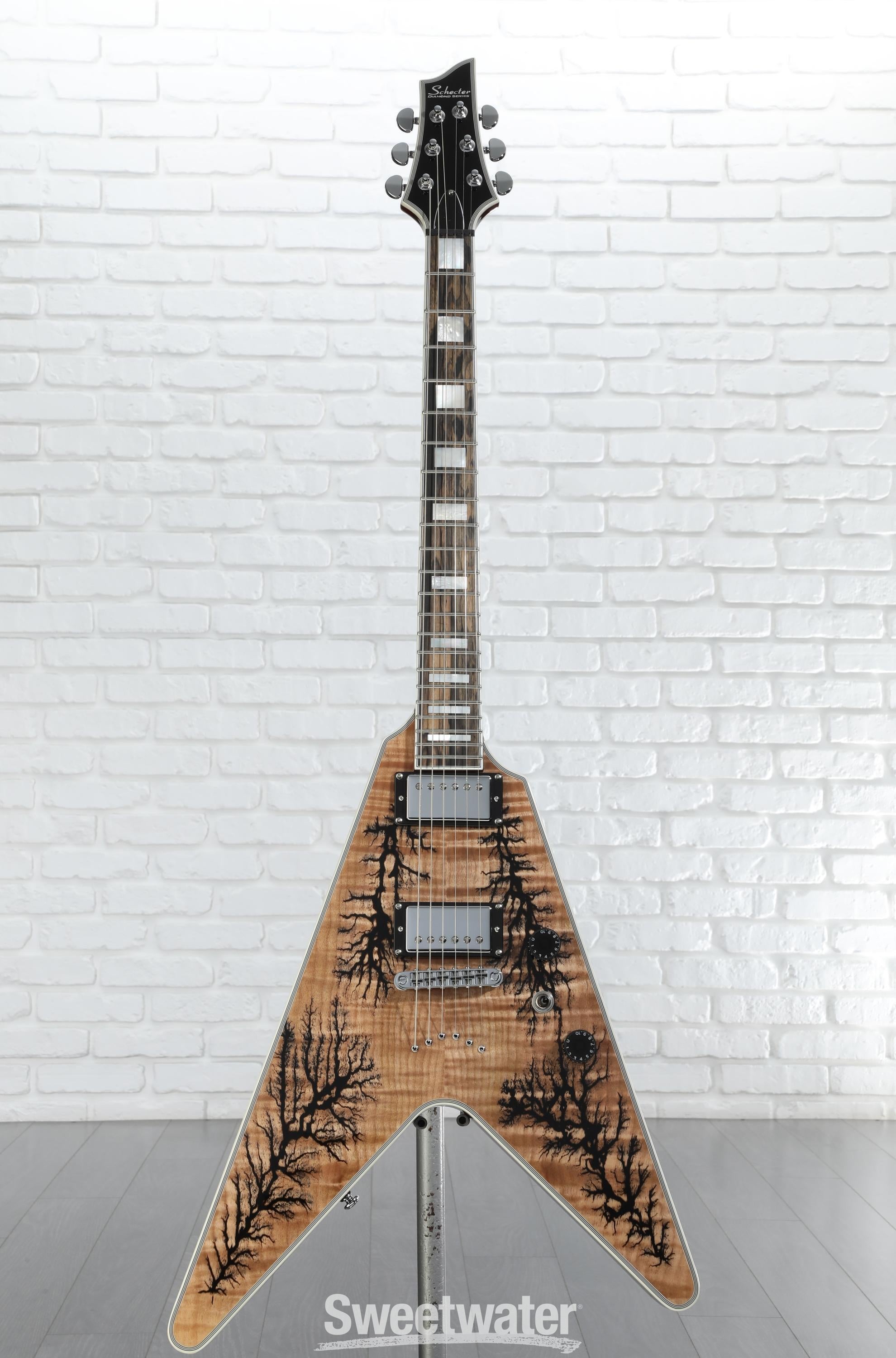 Schecter V-1 Electro Resin Electric Guitar - Black Electro Resin ...