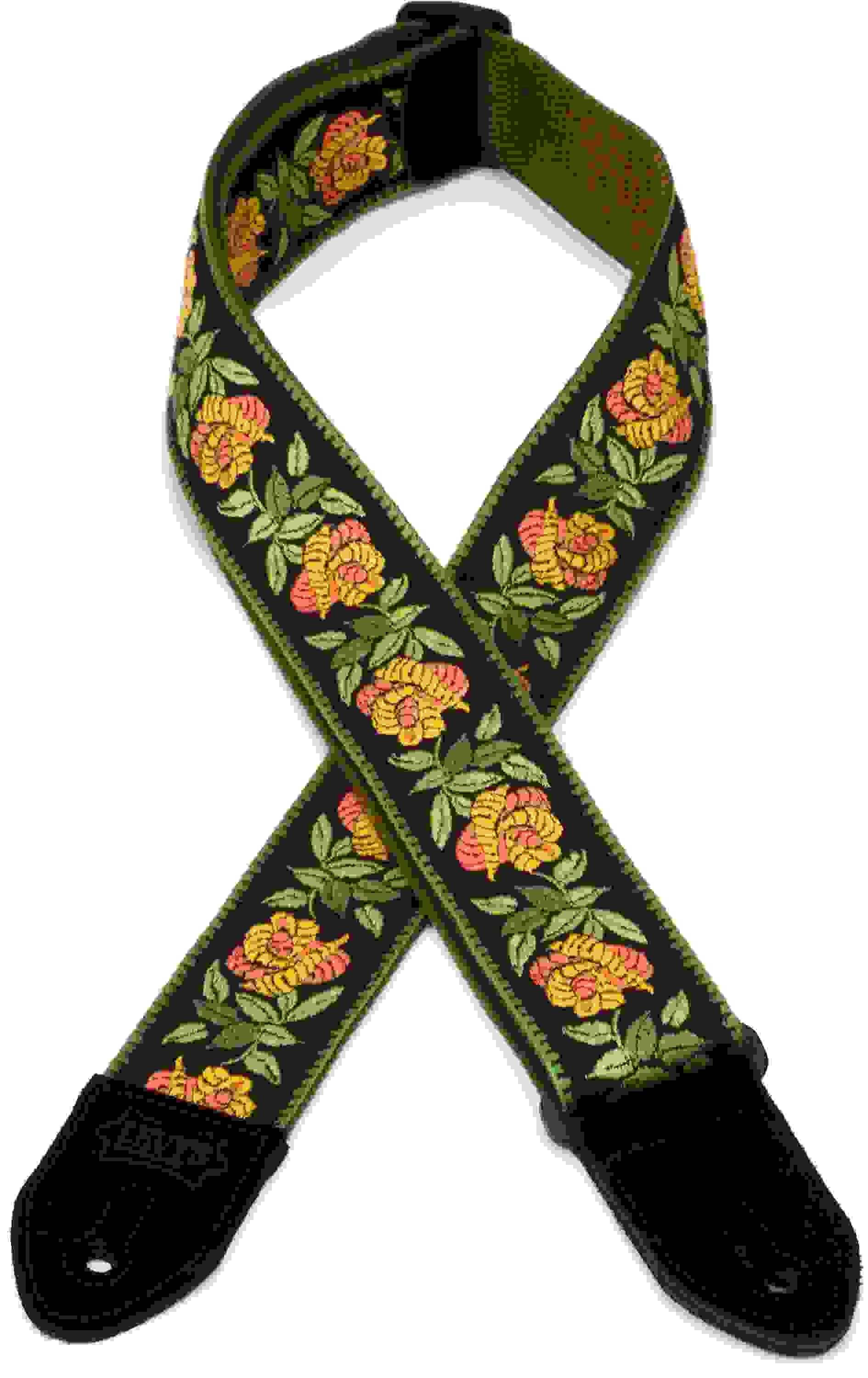 Levy's MC8JQ Woven Fabric Guitar Strap - Yellow Flower | Sweetwater