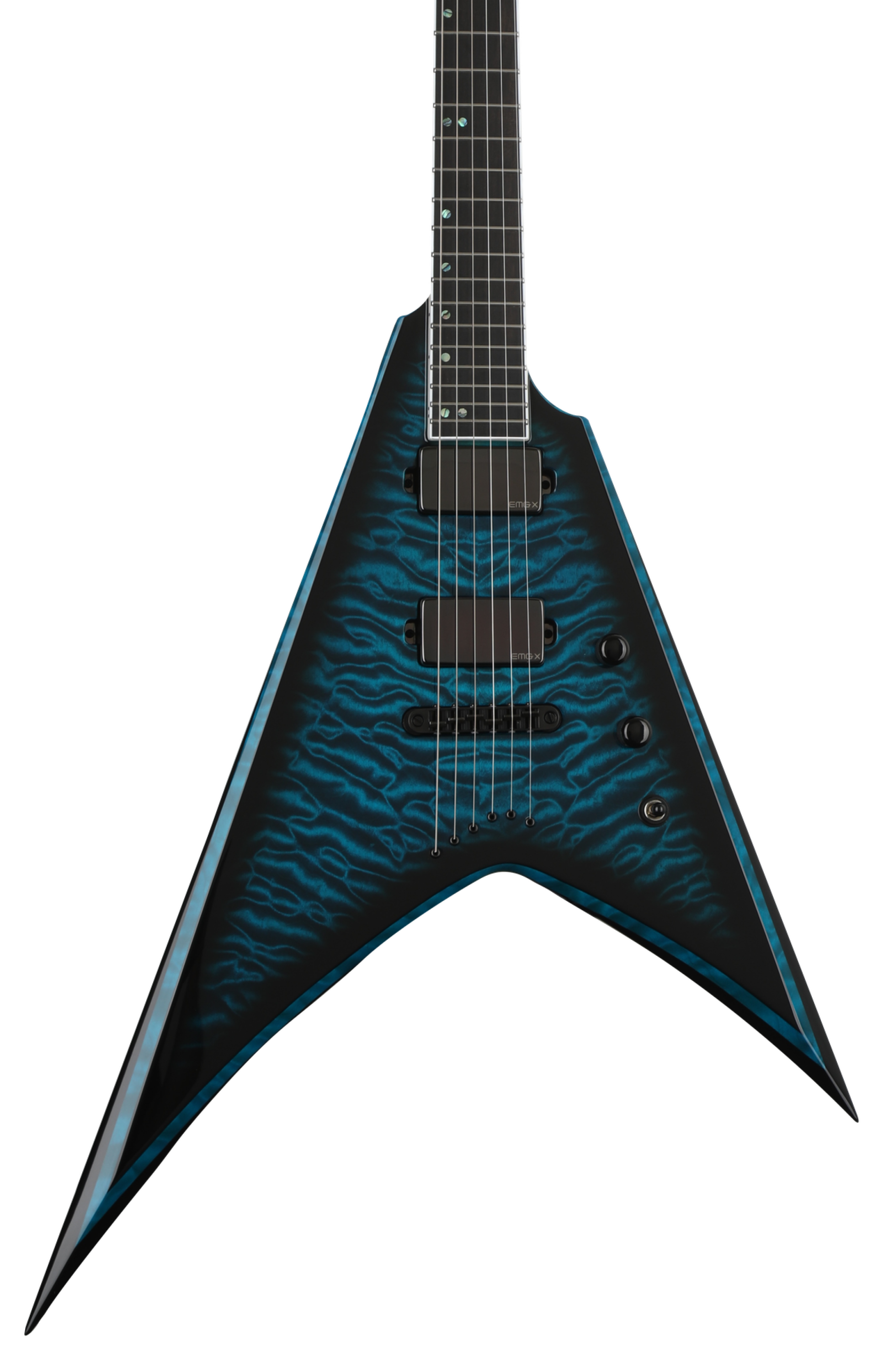 ESP USA V-II Quilted Maple Limited Edition - Black Aqua Sunburst ...