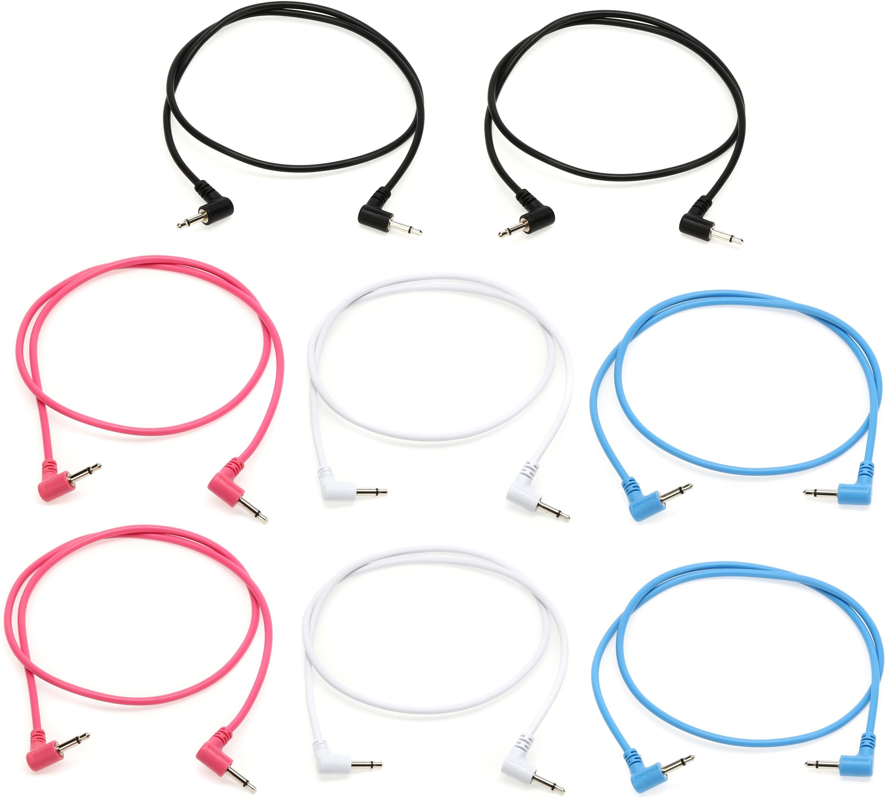 Modbap Modular Patch Cables - Angled 3.5mm TS Male to Angled 3.5mm TS Male 8-pack - 24 inches ...