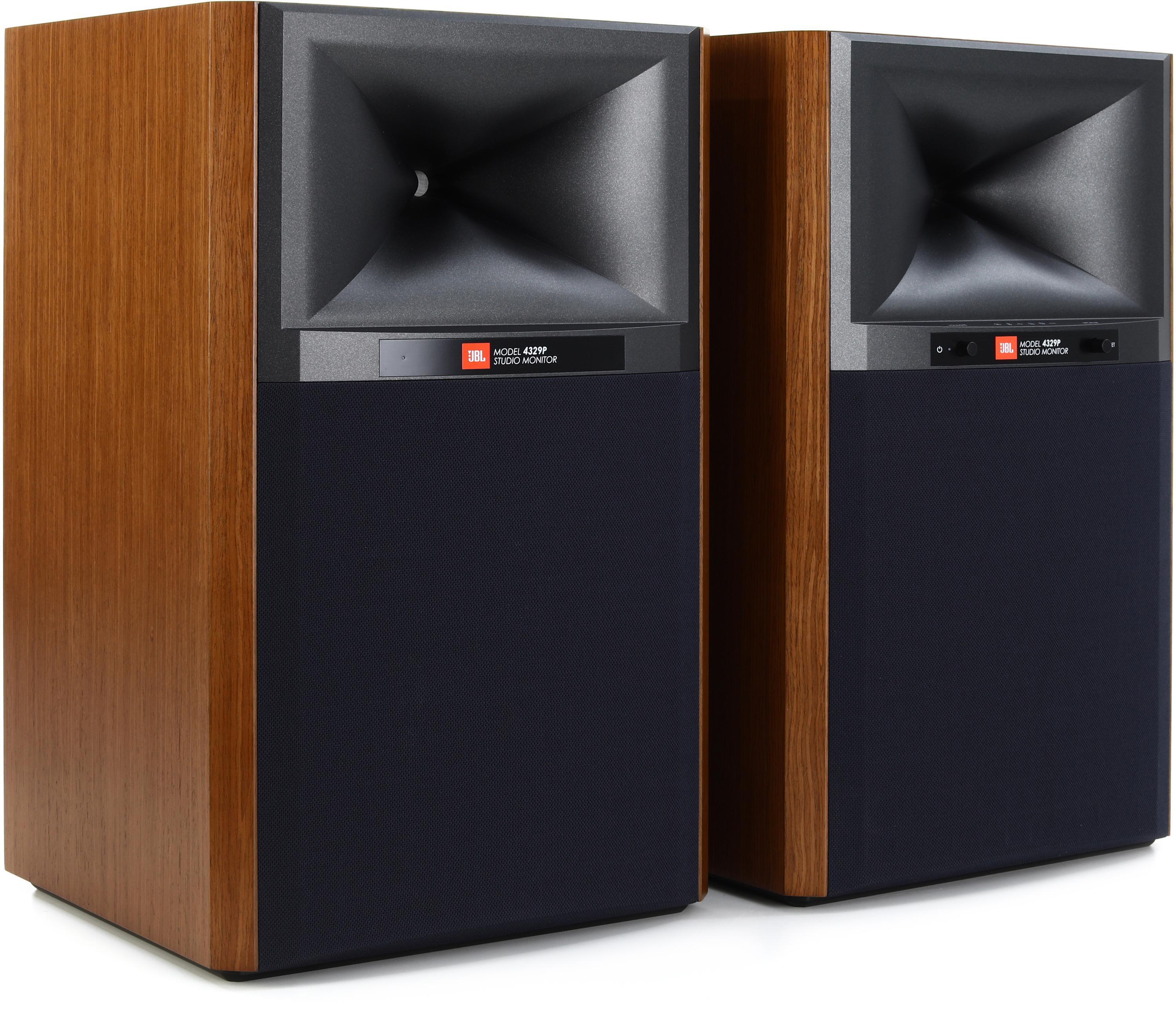 JBL 4329P Studio Monitor 8-inch Powered Speaker Pair - Walnut | Sweetwater