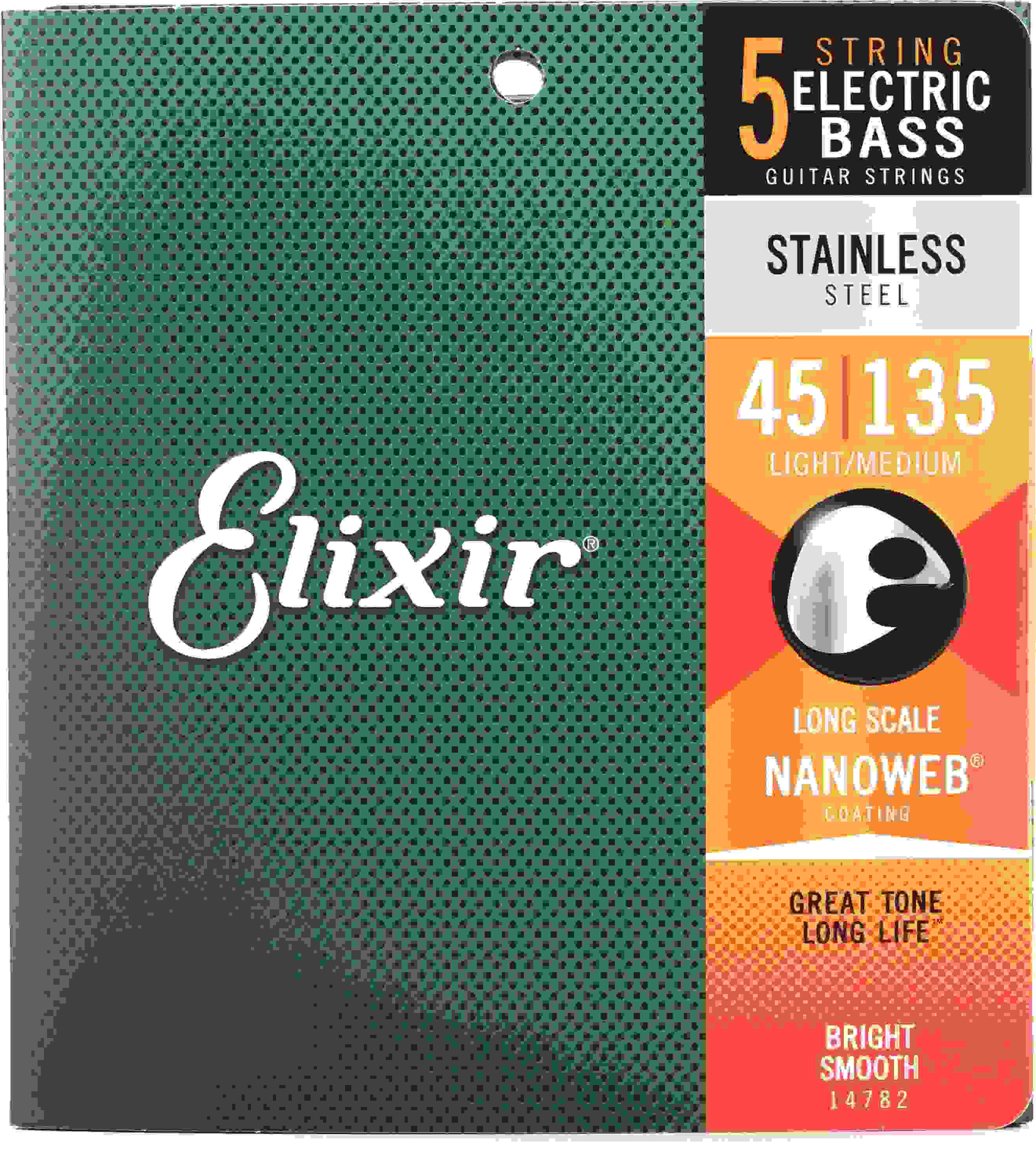 Elixir Strings 14782 Nanoweb Electric Bass Guitar Strings - .045-.135 ...