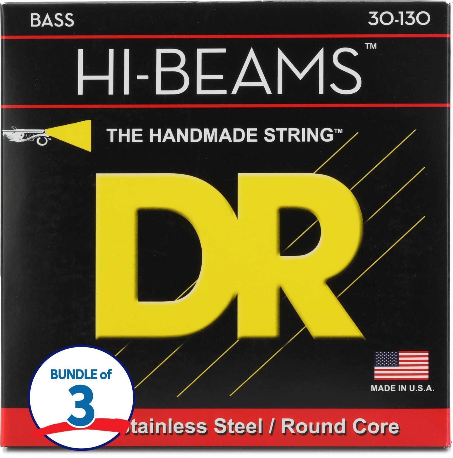 DR Strings MR6-130 Hi-Beam Stainless Steel Bass Guitar Strings - .030 ...