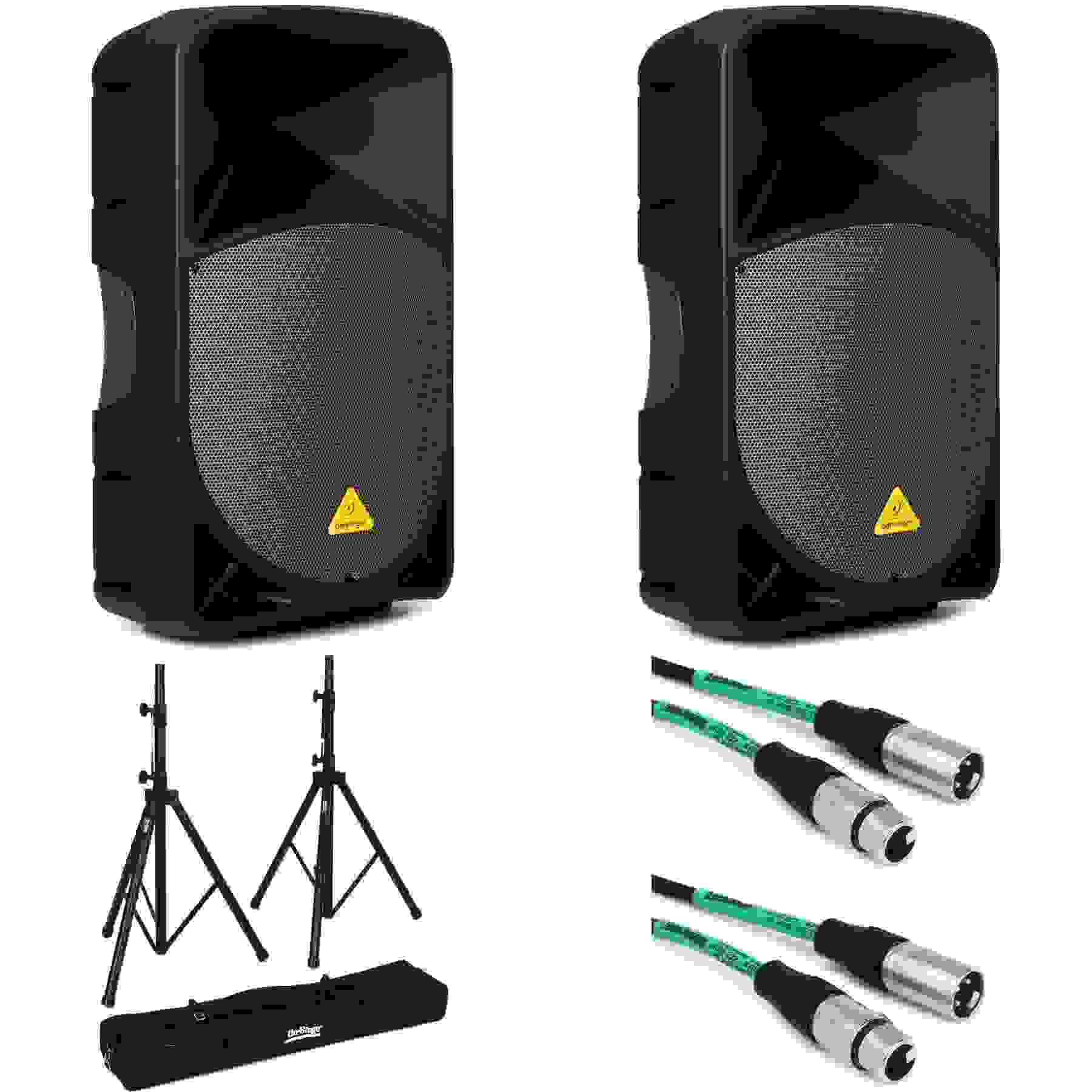Behringer Eurolive B115D 1000W 15 inch Powered Speaker (Pair) and Stand ...