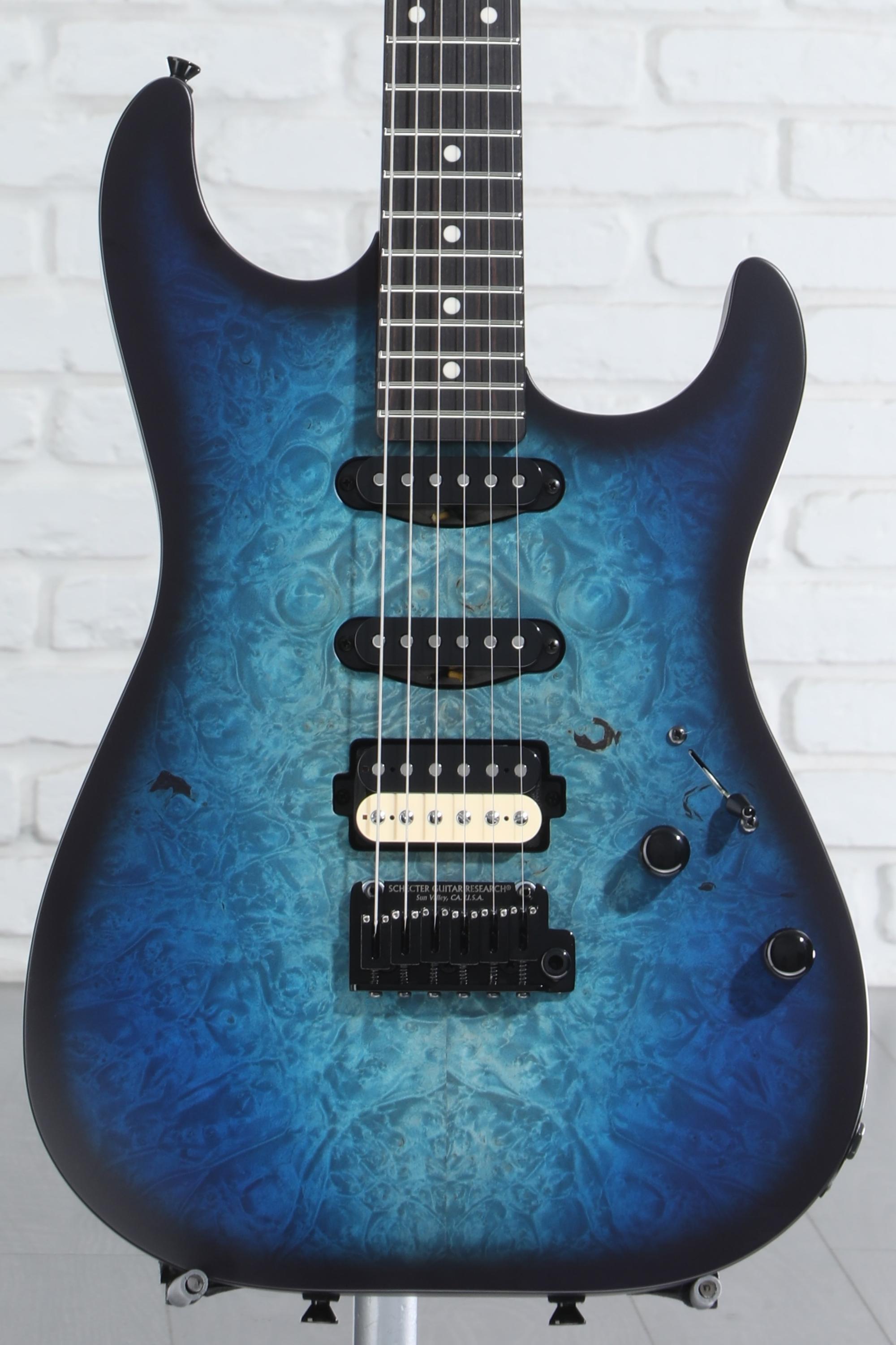 Schecter US Sunset Custom II Electric Guitar - Ocean Blue Burst Satin ...