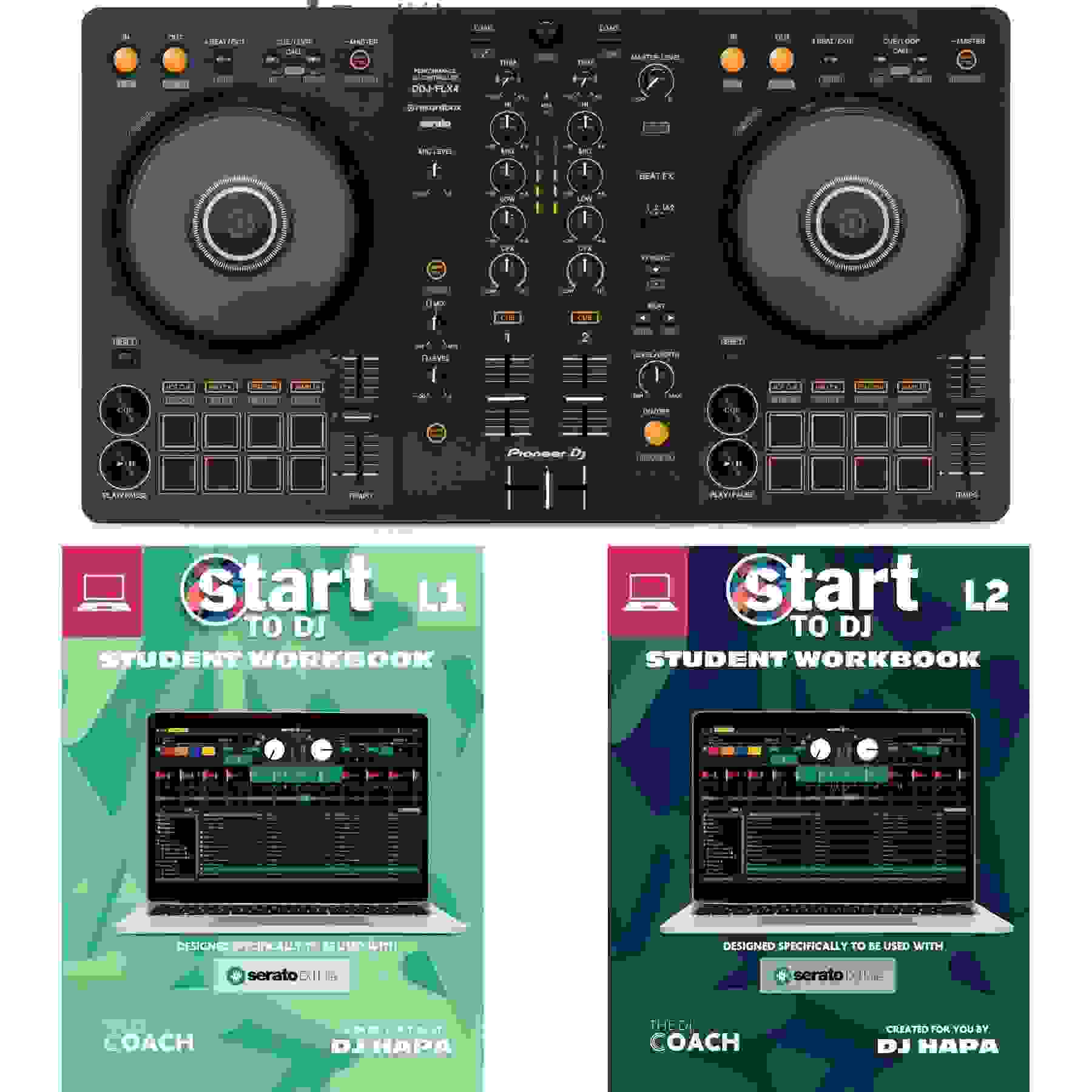 Pioneer DJ DDJ-FLX4 2-deck Rekordbox and Serato DJ Controller with Hal Leonard Start to DJ ...