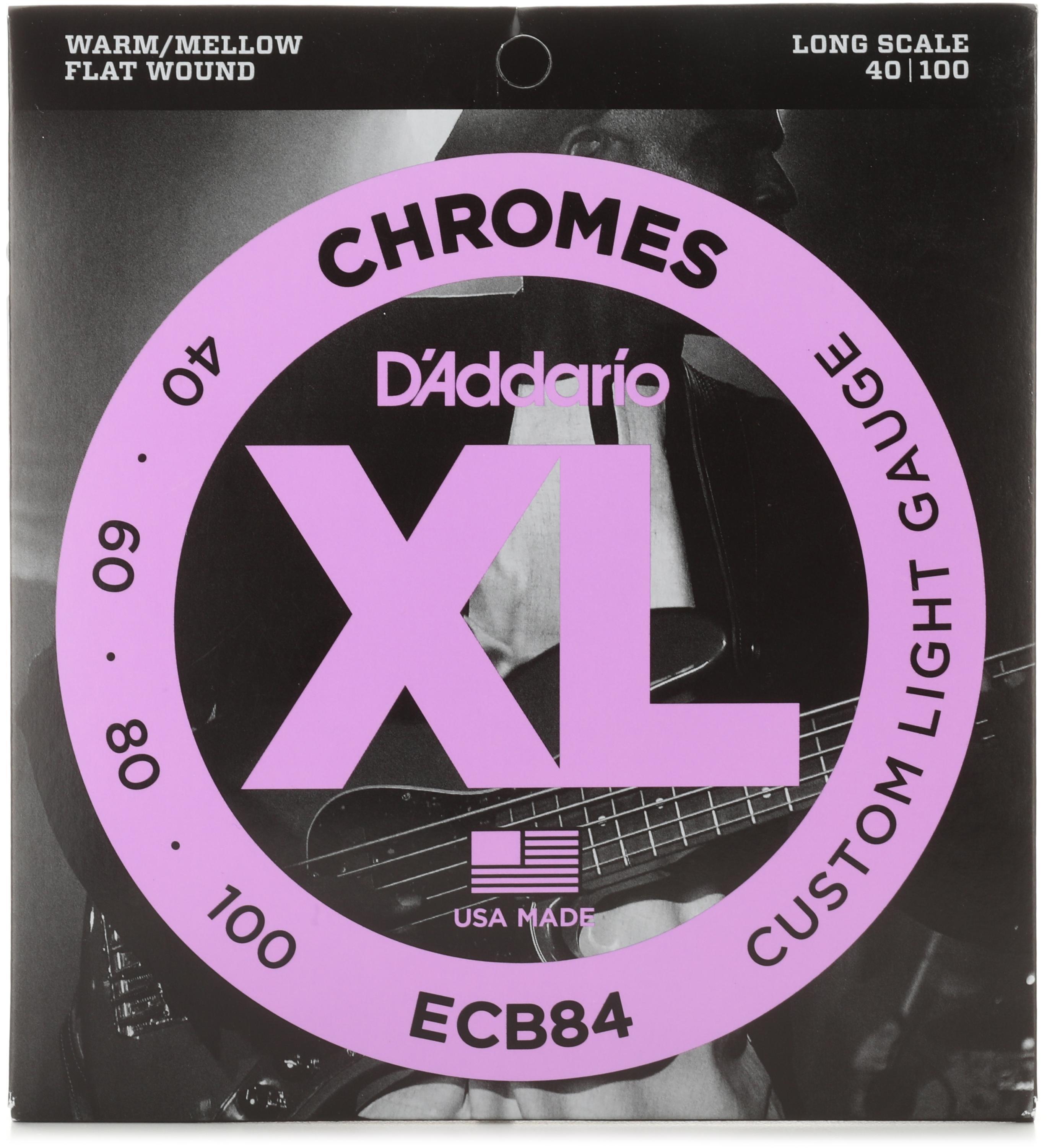 D'Addario XL Chromes Flatwound Bass Guitar Strings -.040-.100, Custom ...