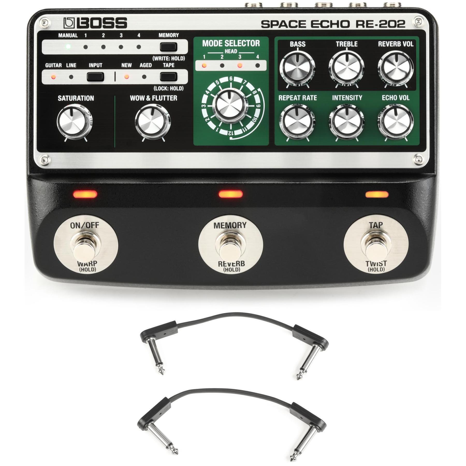 Boss RE-202 Space Echo Digital Delay Pedal with EBS Patch Cables ...