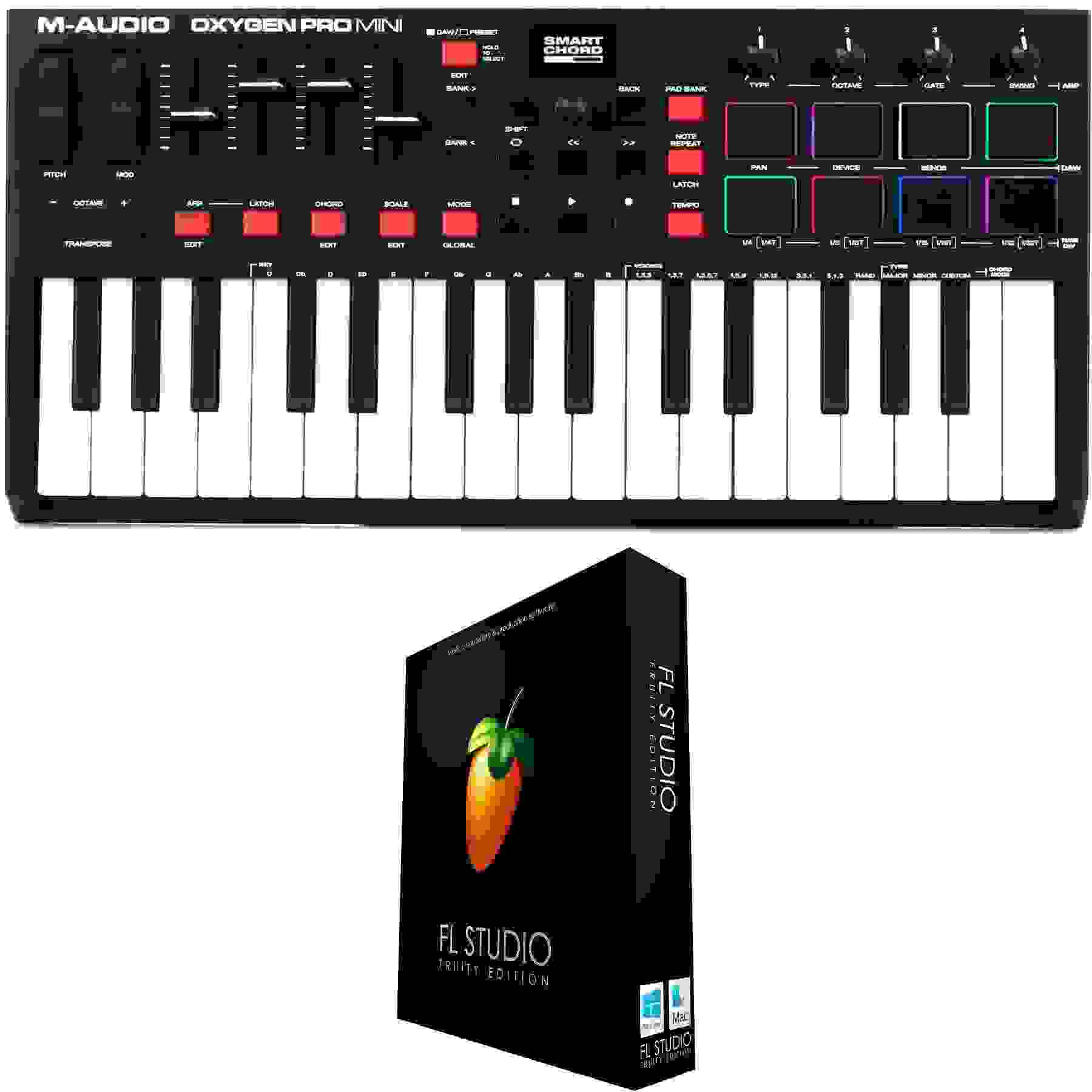 M-Audio Oxygen Pro Mini 32-Mini-Key Keyboard Controller with FL Studio ...