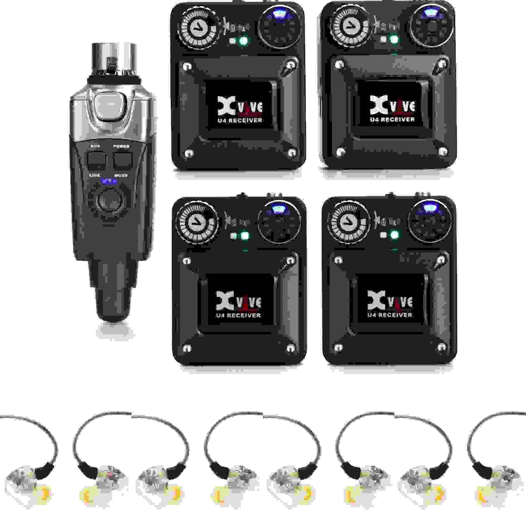 Xvive U4R4 Wireless In-Ear Monitoring System with 4 Receivers and T9 ...