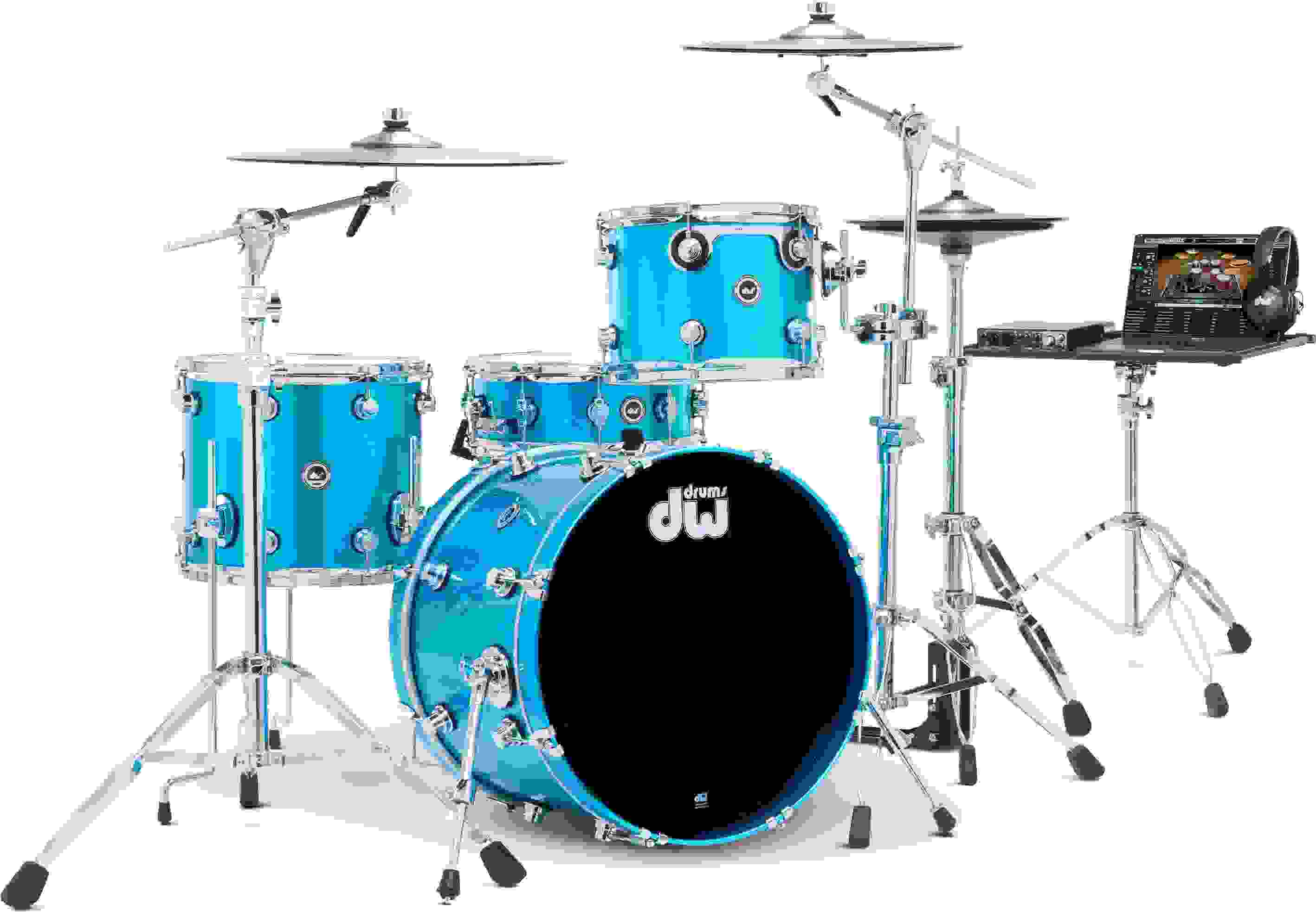 DW DWe 4-piece Drum Kit Bundle - Laser Blue Metallic Lacquer | Sweetwater