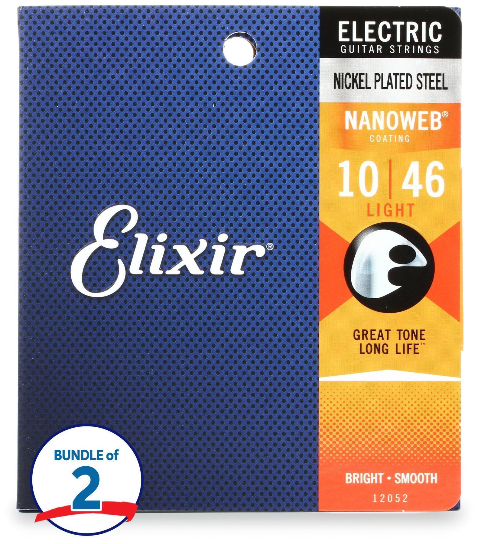 Elixir Strings 12052 Nanoweb Electric Guitar Strings - .010-.046 Light ...