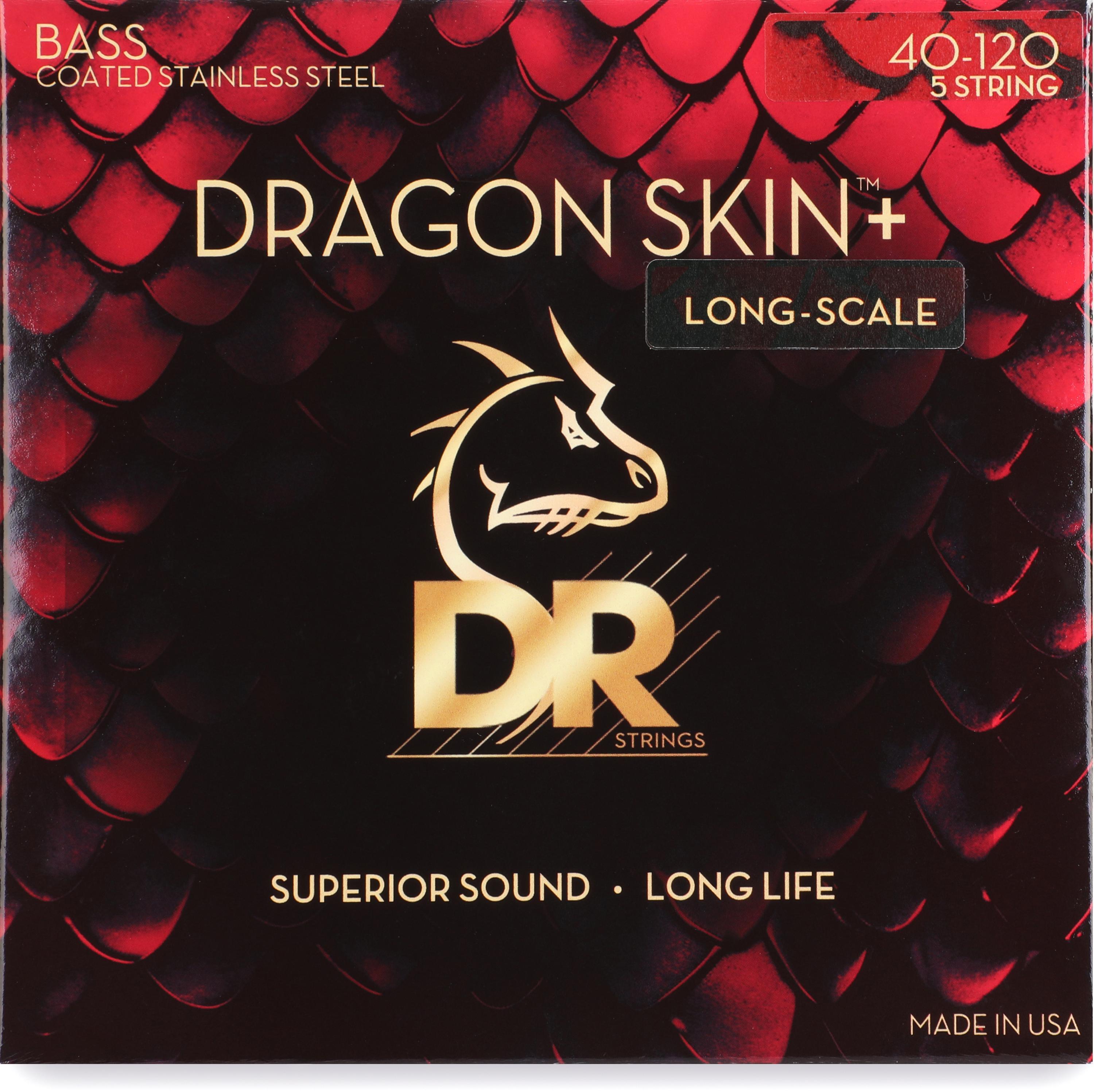 DR Strings Dragon Skin+ Coated 5-string Bass Guitar Strings - .040-.120 ...