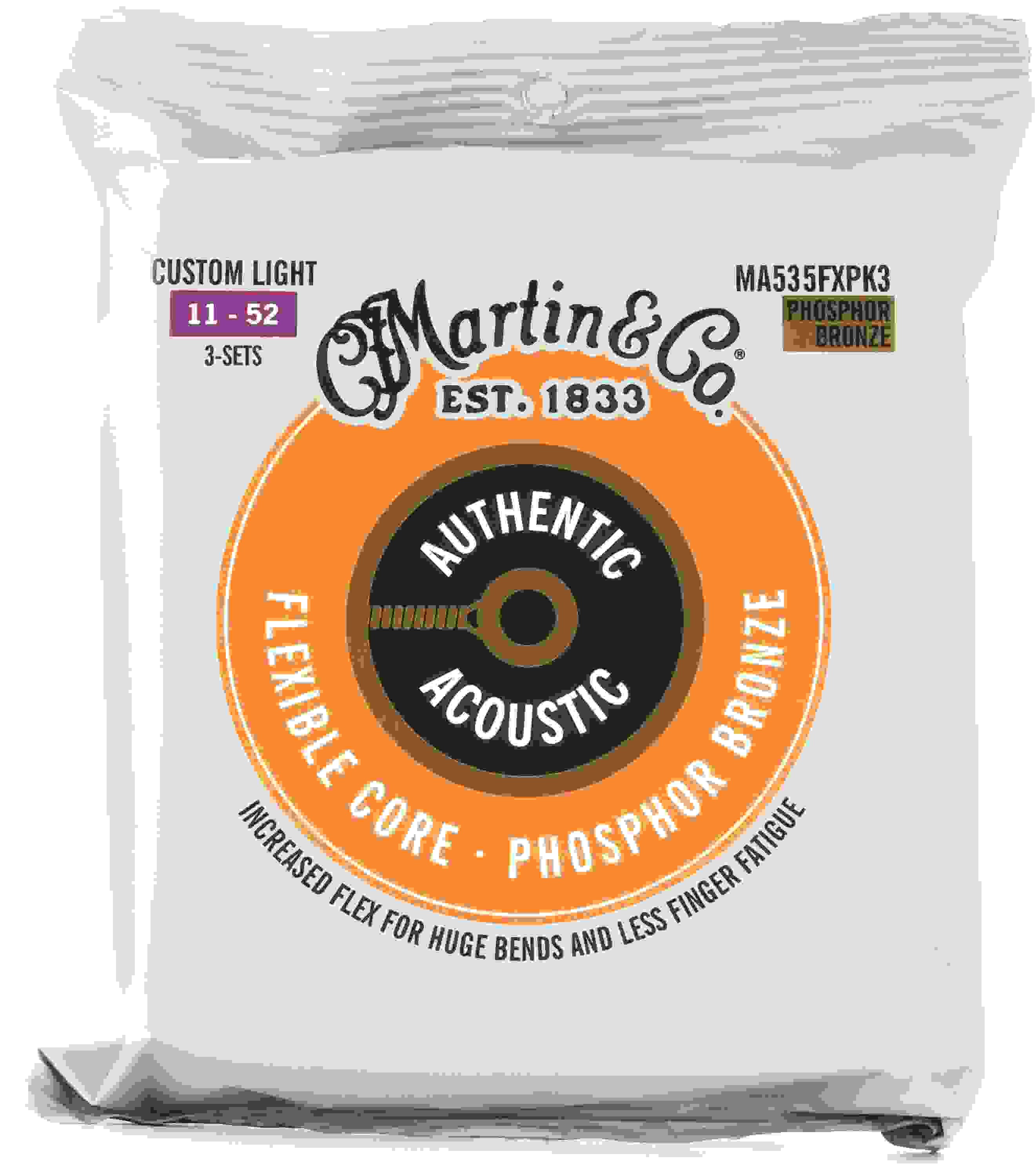 Martin MA535 Authentic Flexible Core Phosphor Bronze Acoustic Guitar ...