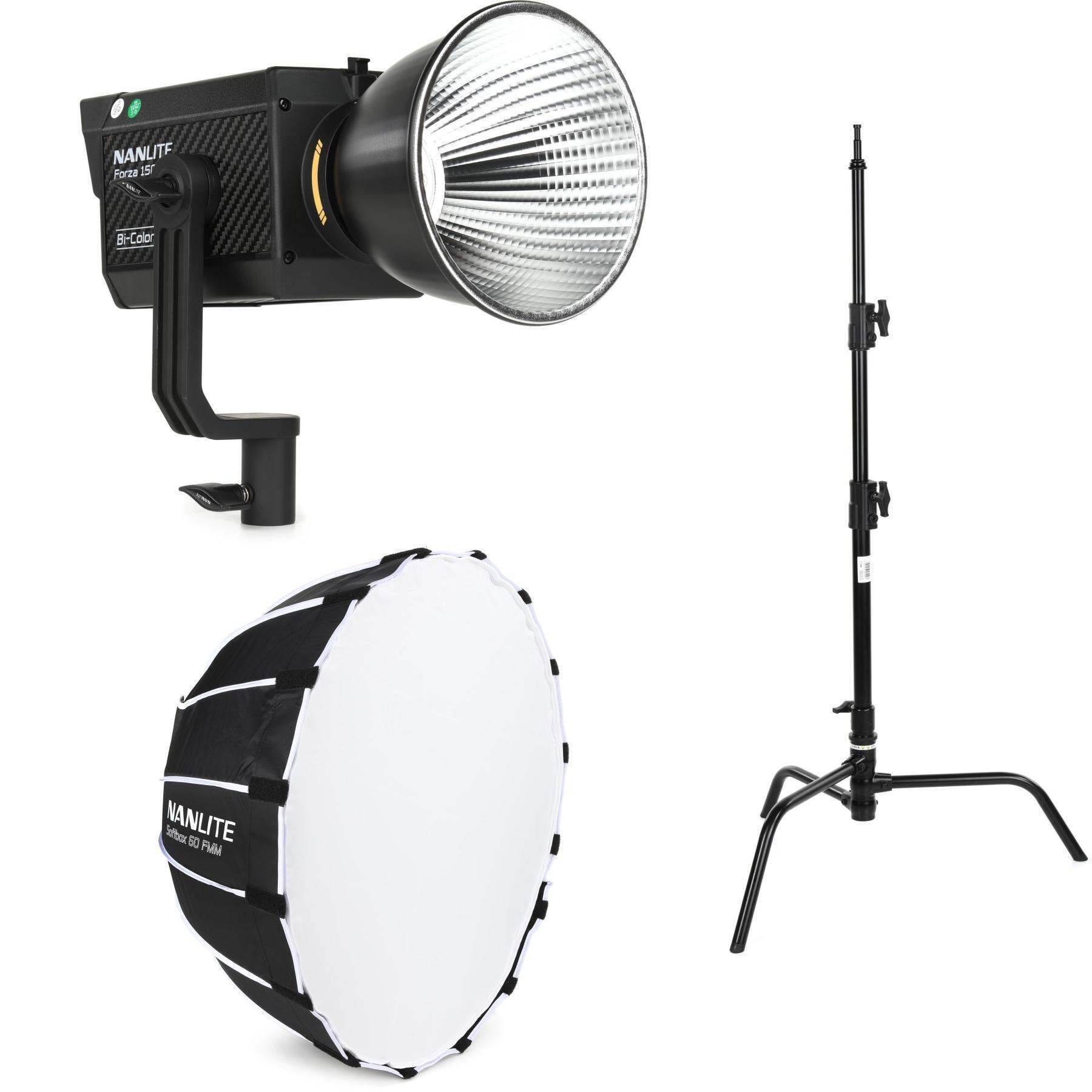 Nanlite Forza 150B Bi-Color LED Spotlight with Softbox and C-Stand ...