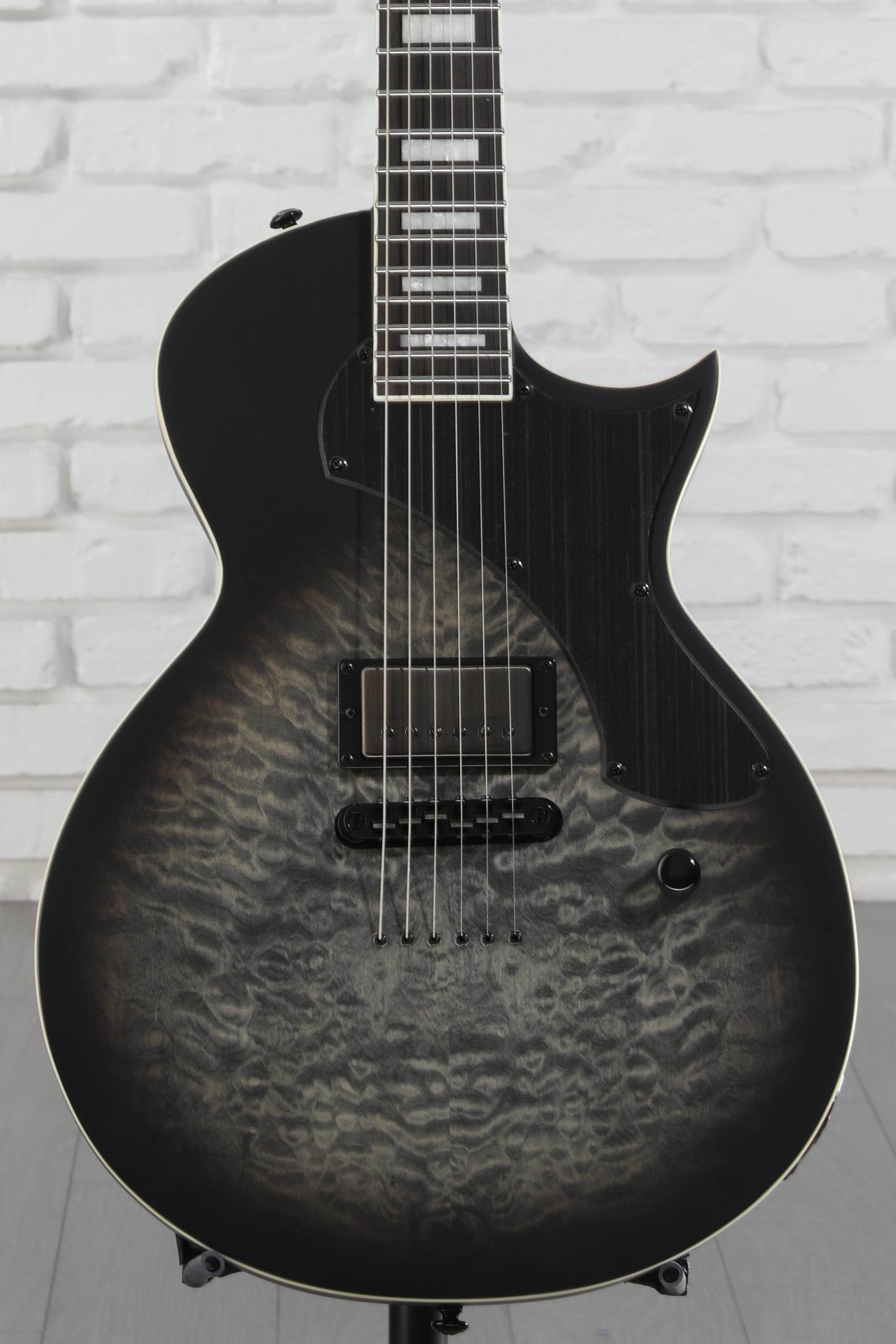 ESP LTD EC-01FT Electric Guitar - Charcoal Burst Satin Teardrop | Sweetwater