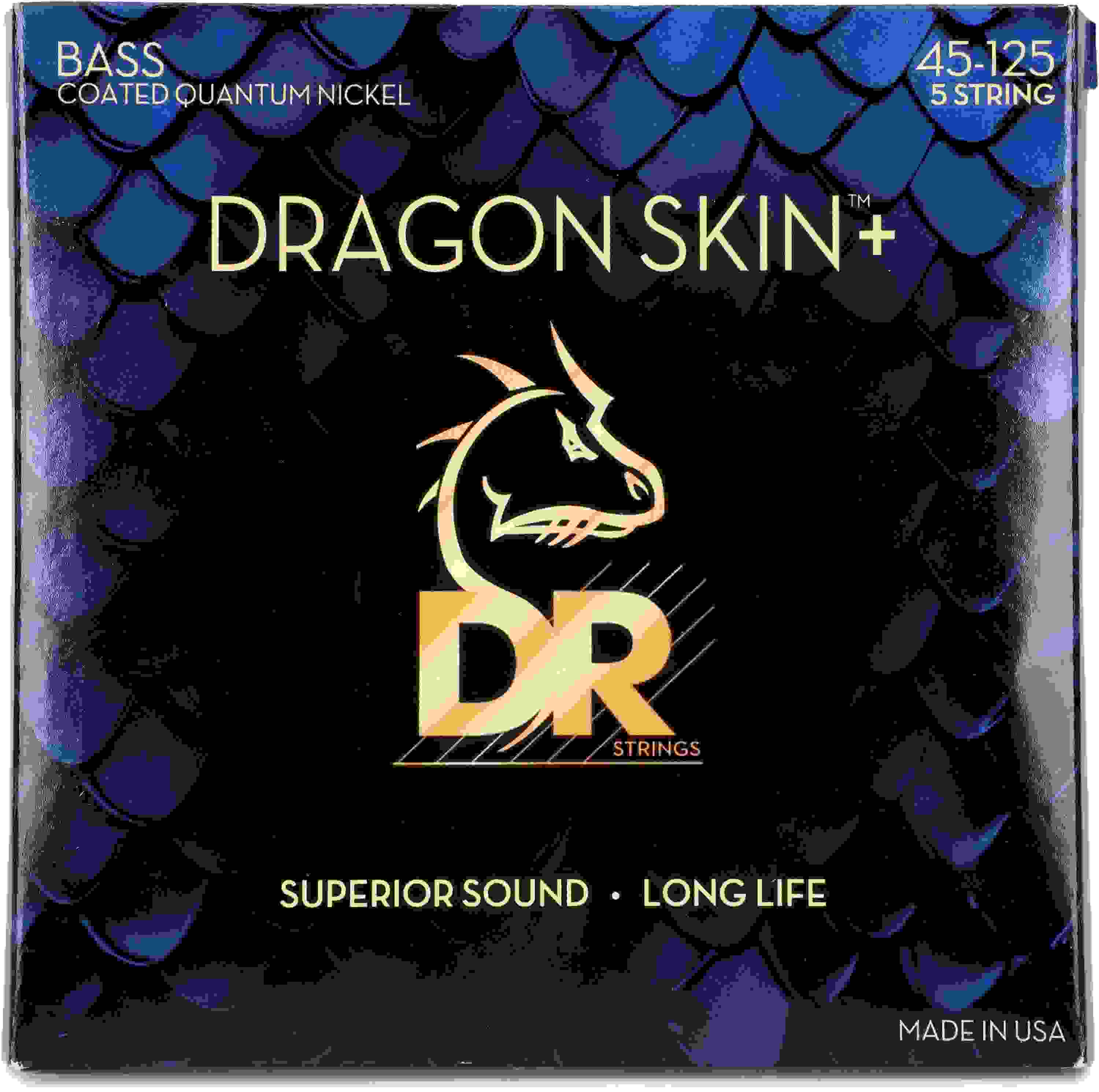 DR Strings Dragon Skin+ Coated 5-string Bass Guitar Strings - .045-.125 ...