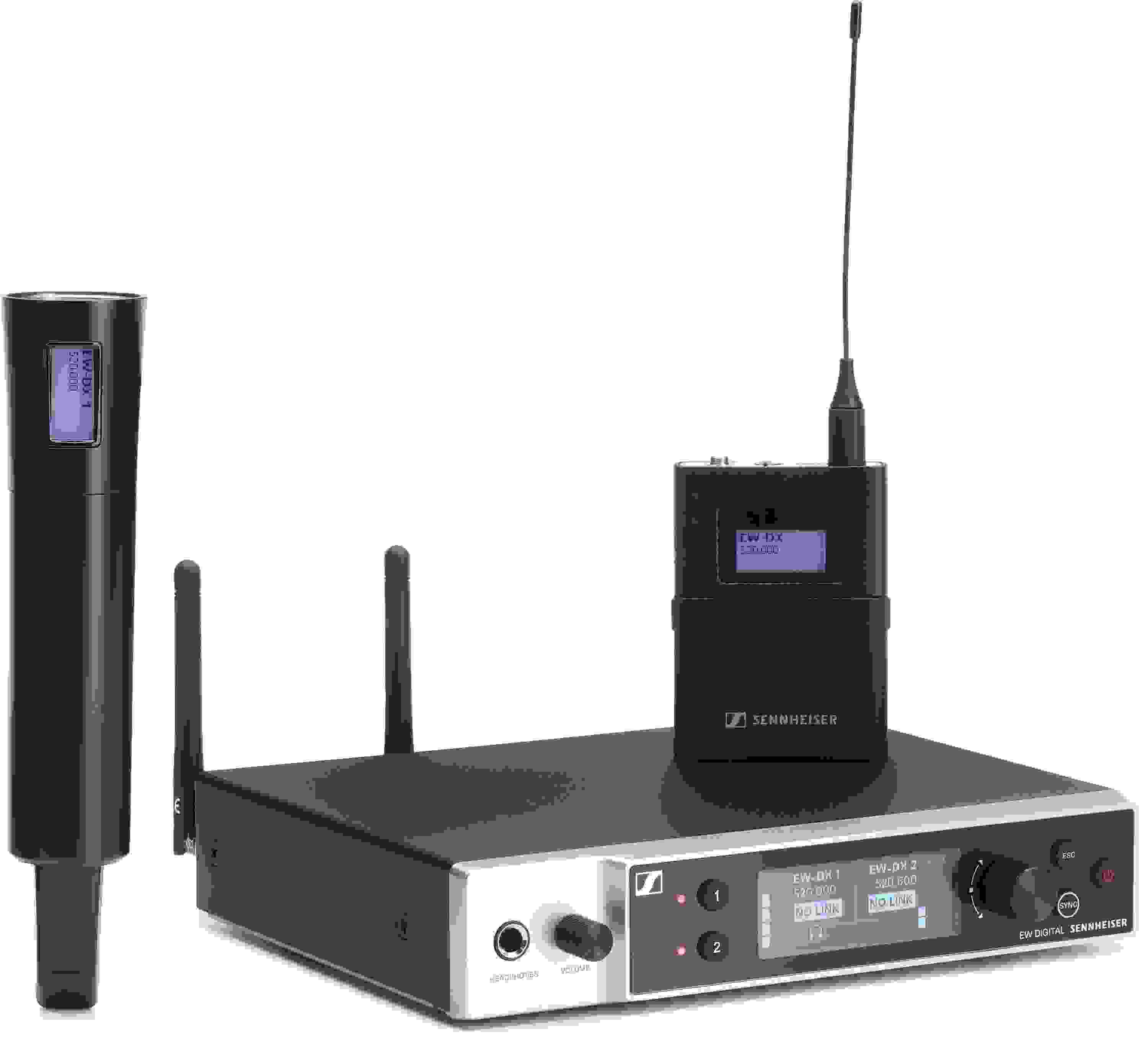 Sennheiser EW-DX SK/SKM-S Base Set Combo Wireless Handheld and Bodypack ...