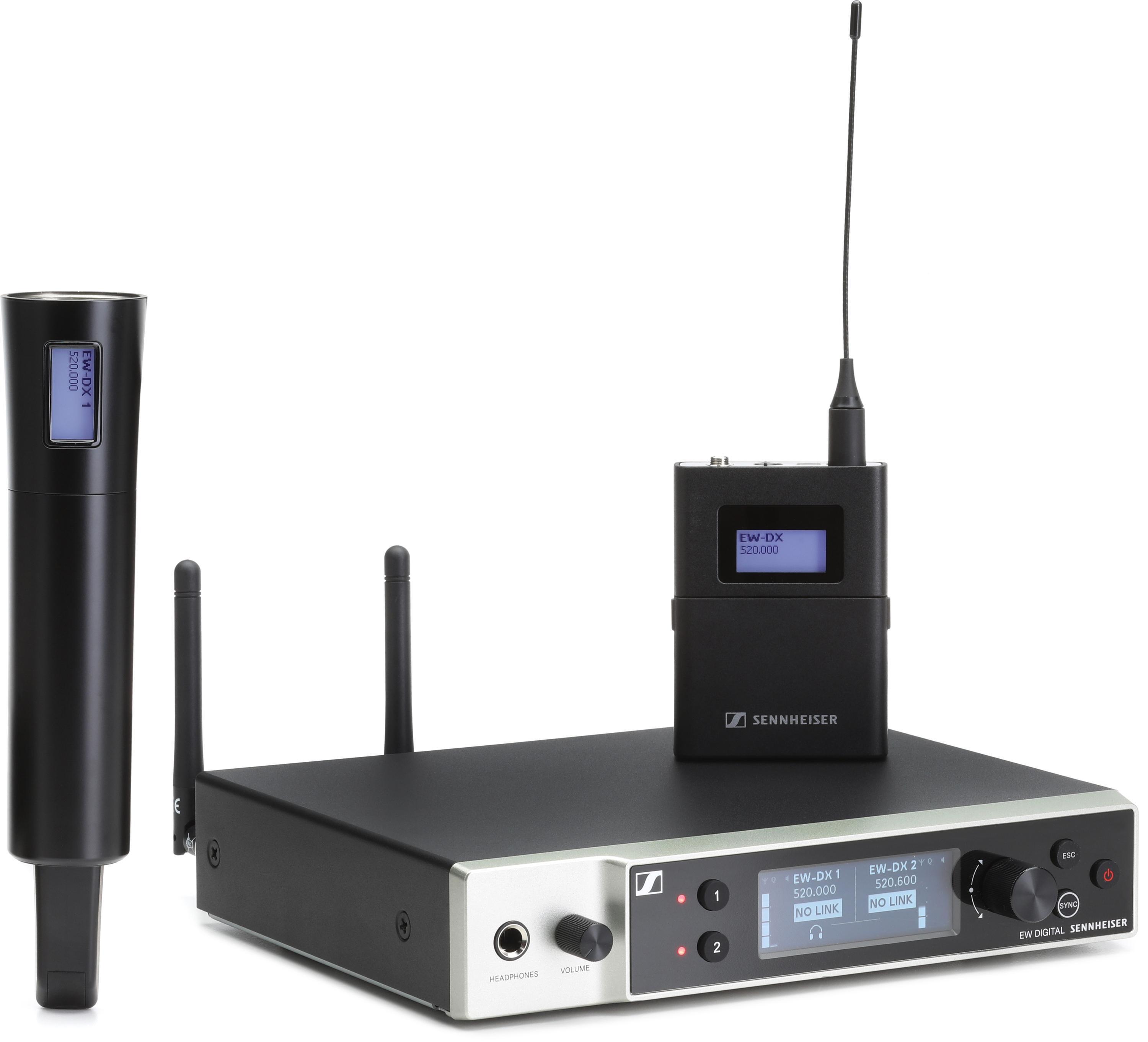 Sennheiser EW-DX SK/SKM-S Base Set Combo Wireless Handheld and Bodypack Transmitter System - R1 ...