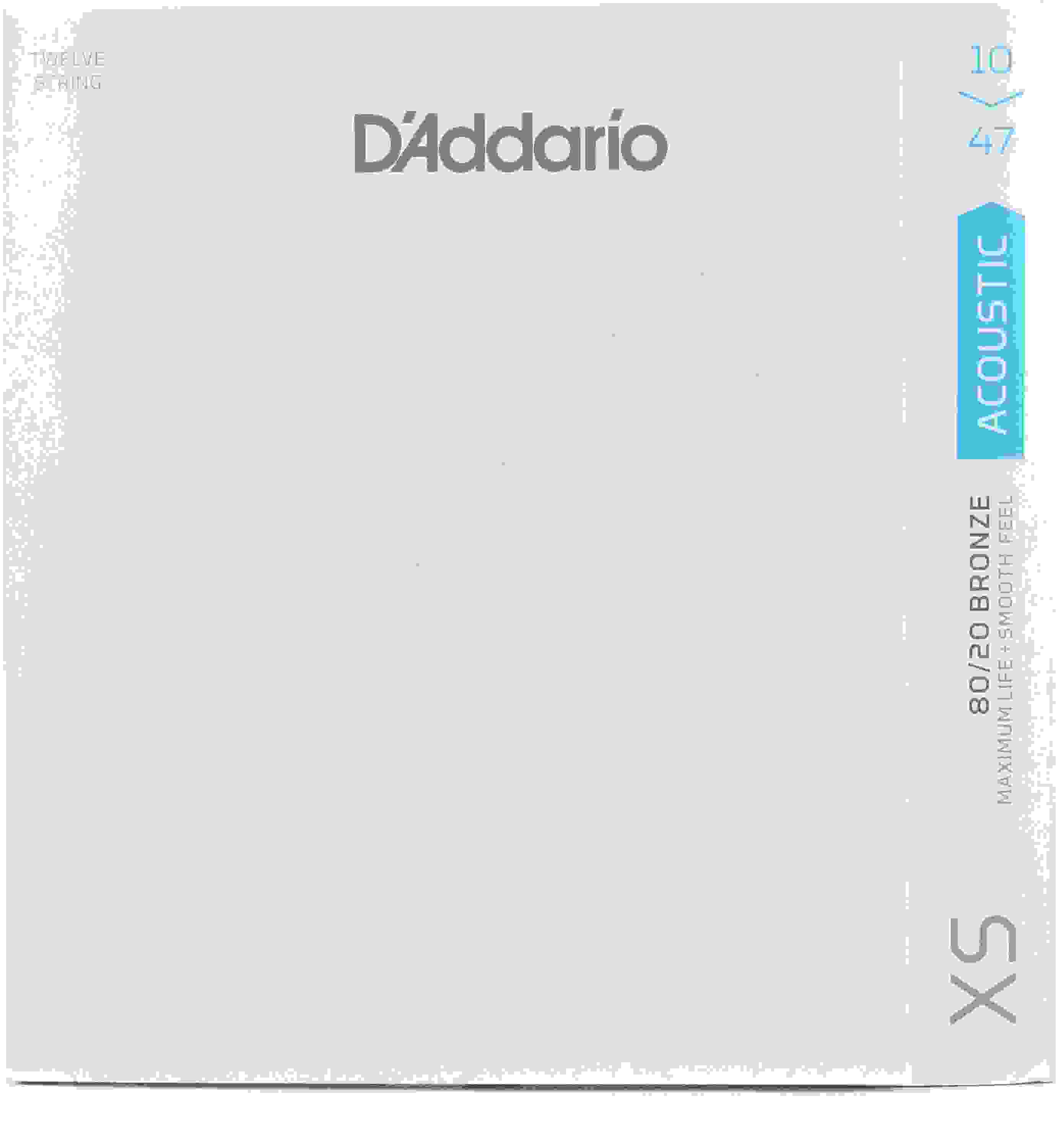 D'Addario XSABR1047-12 XS 80/20 Bronze Coated Acoustic Guitar Strings ...