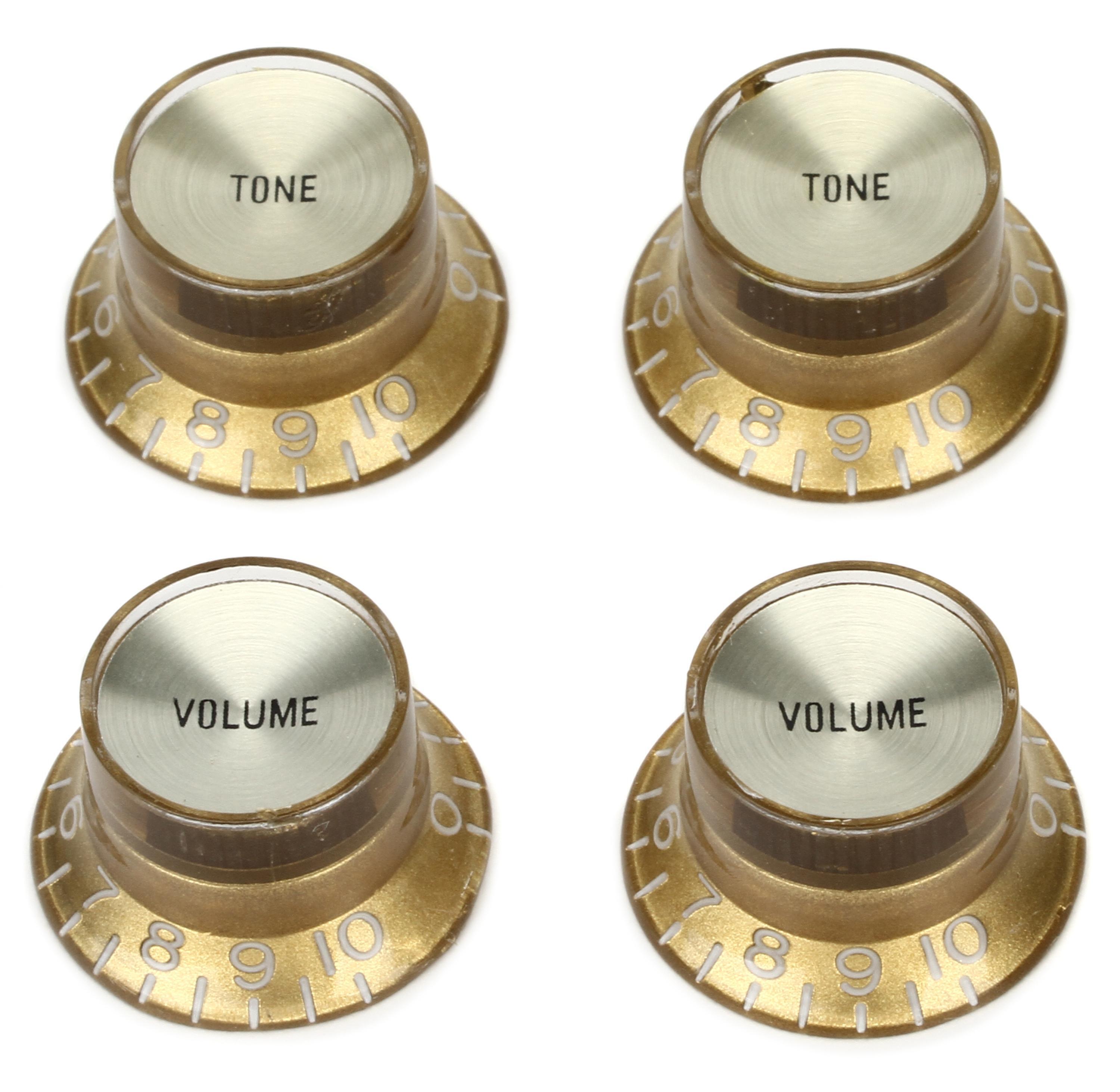 Gibson Accessories Top Hat Knobs with Inserts - Gold with Gold Metal Insert (4-piece Set ...
