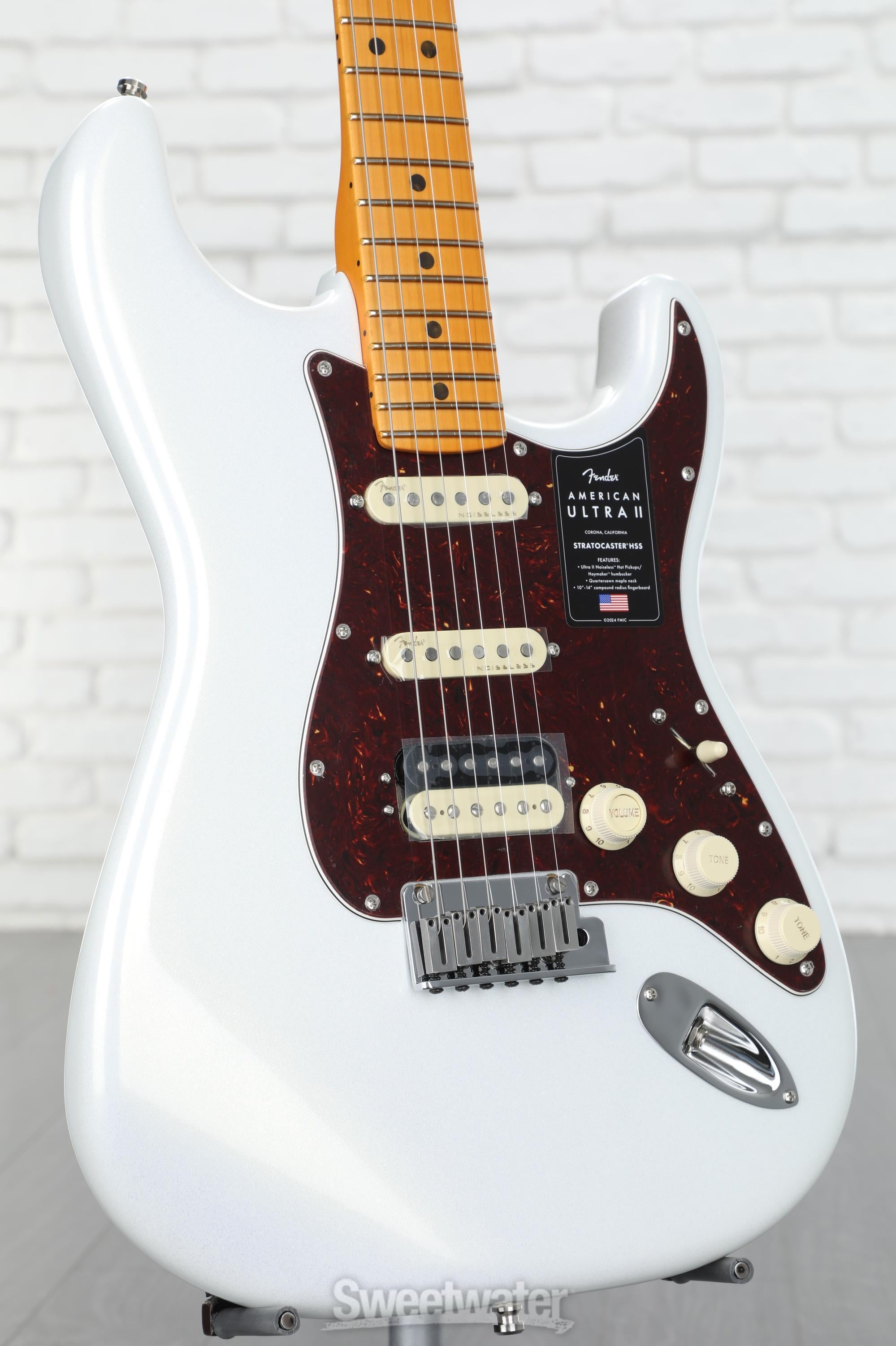 Fender American Ultra Stratocaster HSS - Arctic Pearl with Maple Fingerboard | Sweetwater
