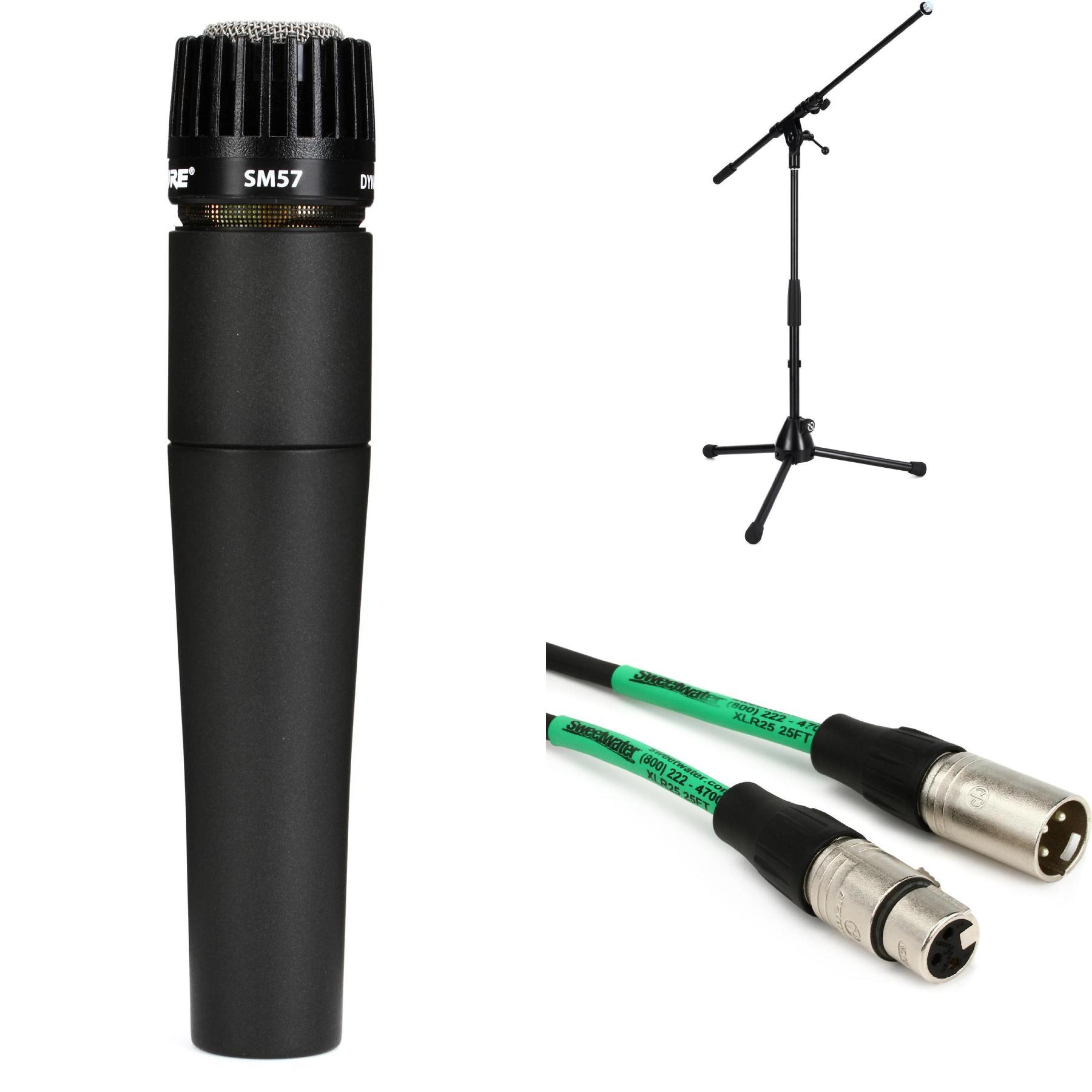 Shure SM57 Instrument Microphone Bundle with Short Stand and Cable ...