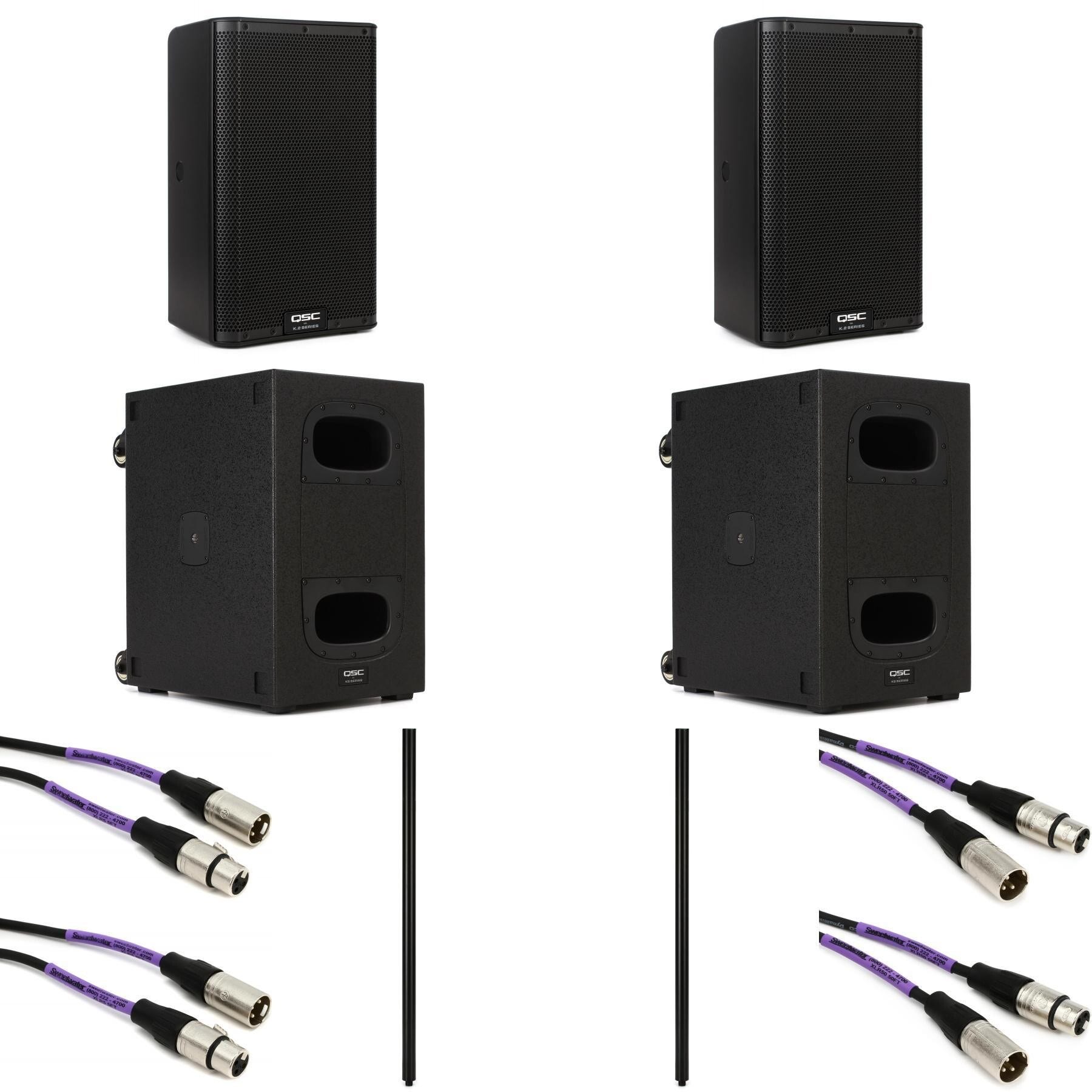 QSC K8.2 8 inch Powered Speaker and KS112 12 inch Powered Subwoofer PA Bundle | Sweetwater