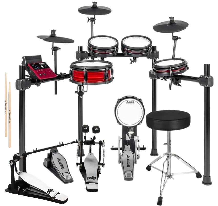 Alesis Nitro Pro Electronic Drum Kit - Double Kick Essentials Bundle ...