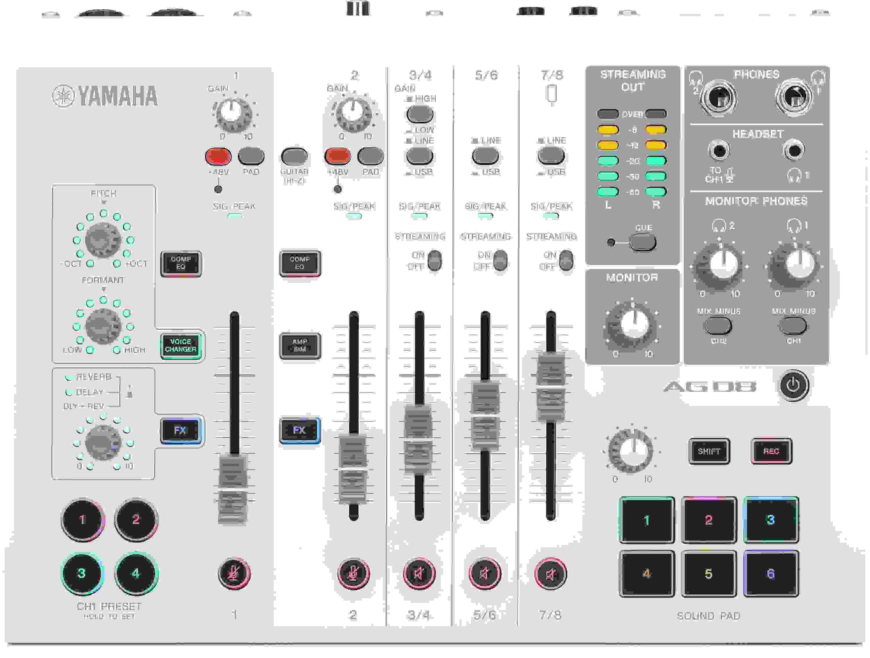 Yamaha AG08 8-channel Mixer/USB Interface for Mac/PC - White | Sweetwater
