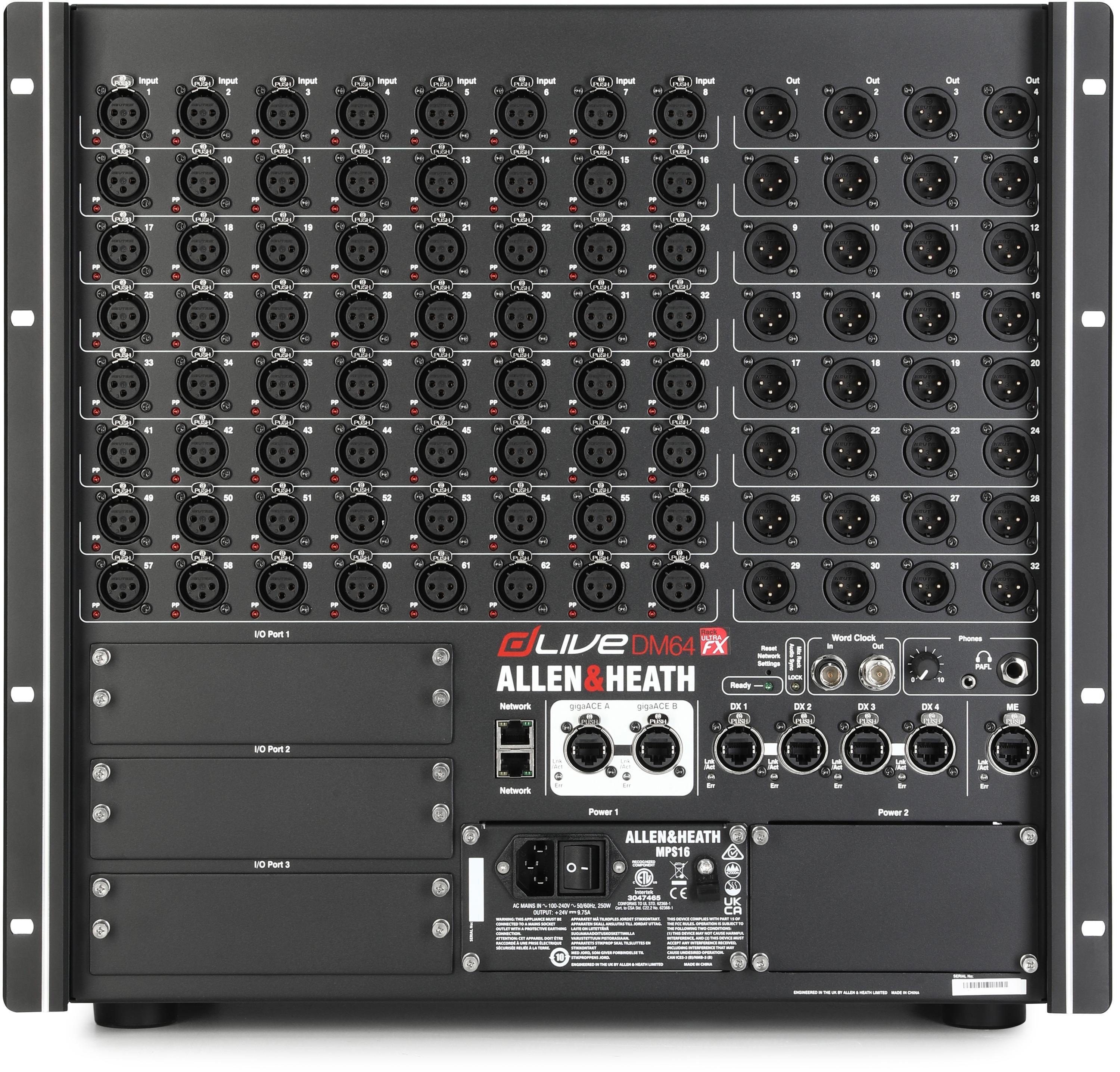 Allen & Heath dLive DM64 UFX MixRack 64-input Digital Stage Box ...