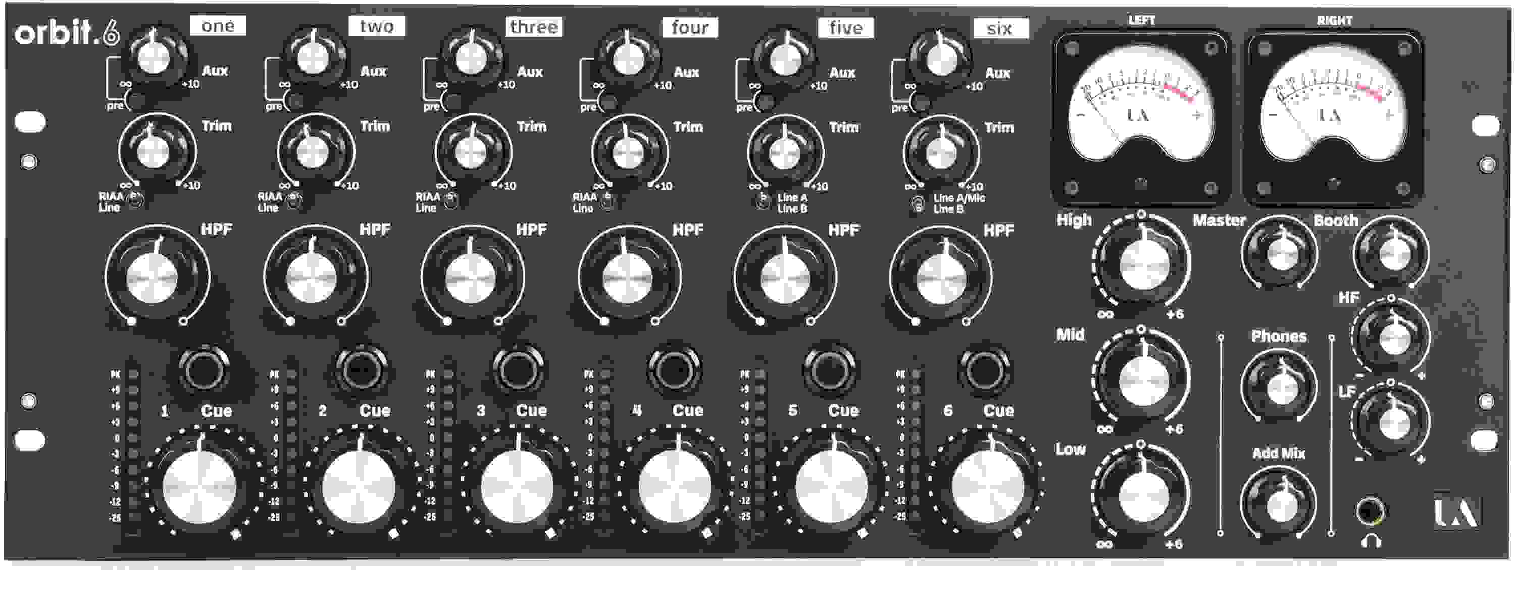 Union Audio Orbit.6 Rackmounted 6-channel Rotary DJ Mixer - Black | Sweetwater