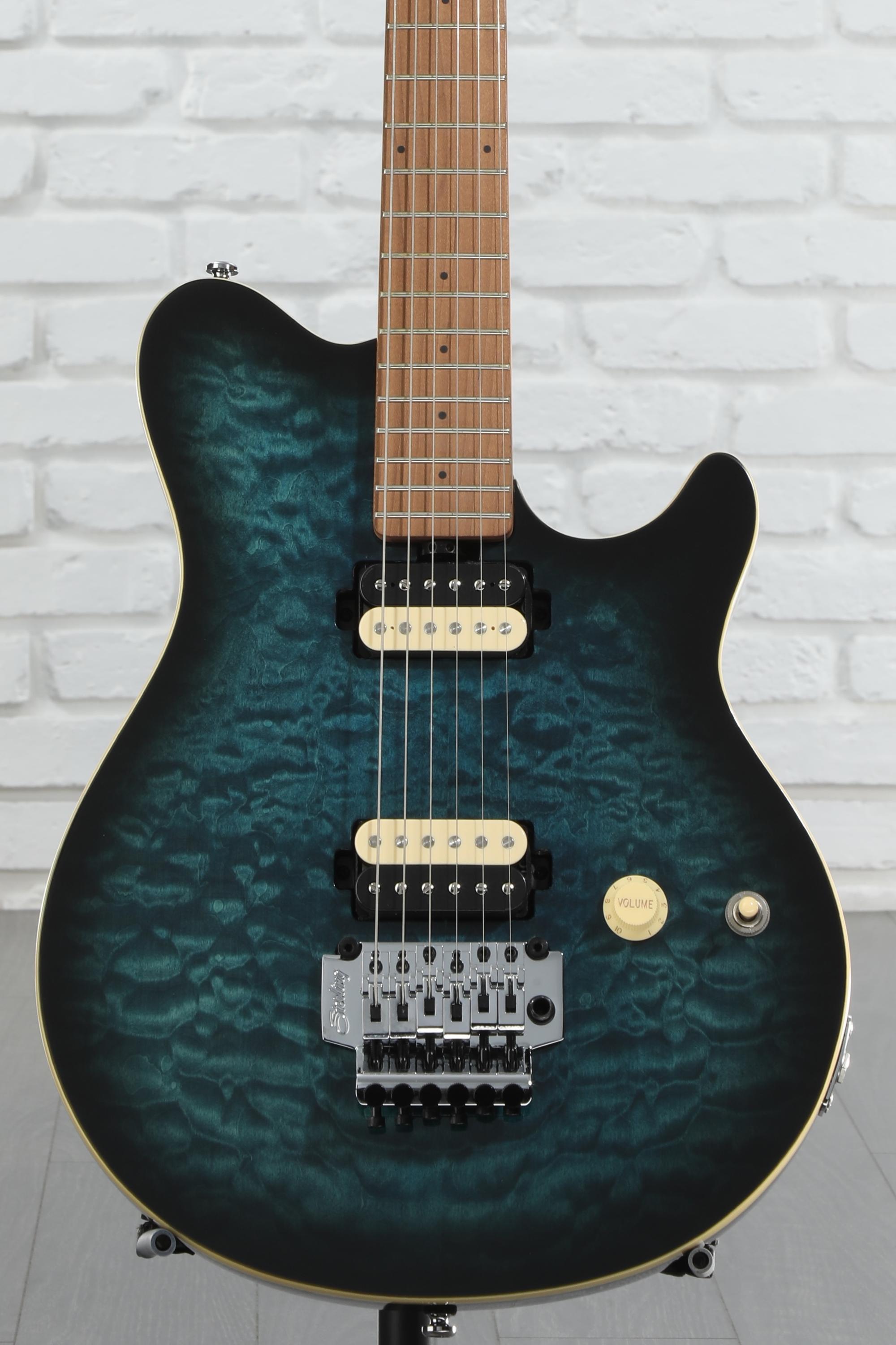 Sterling By Music Man Axis Quilted Maple Electric Guitar - Yucatan Blue ...