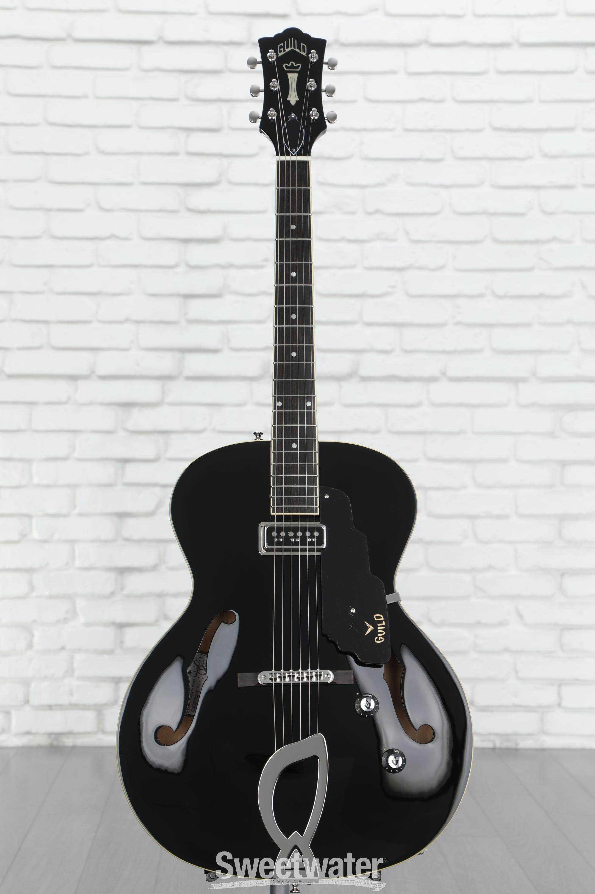 Guild T-50 Slim Dynasonic Hollowbody Guitar - Black | Sweetwater