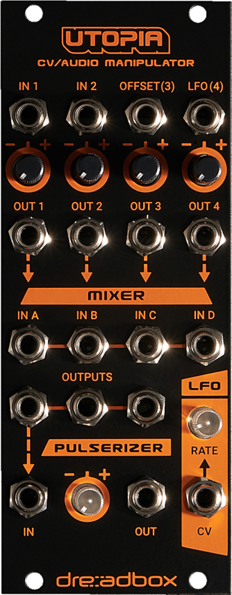 Dreadbox Utopia CV/Audio Manipulator Chromatic Series Eurorack Module - Black Light | Sweetwater