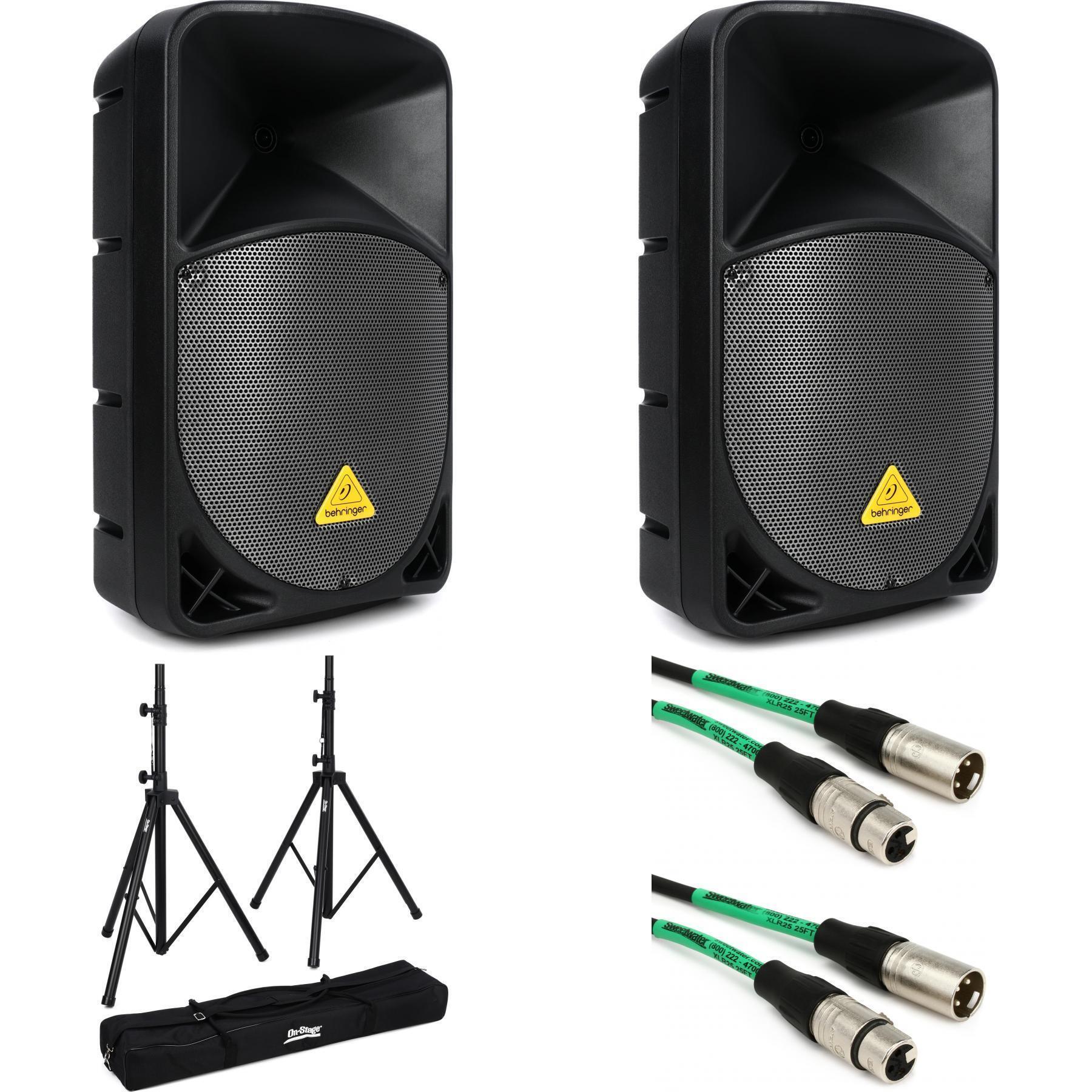 Behringer Eurolive B112D 1000W 12 inch Powered Speaker (Pair) and Stand ...