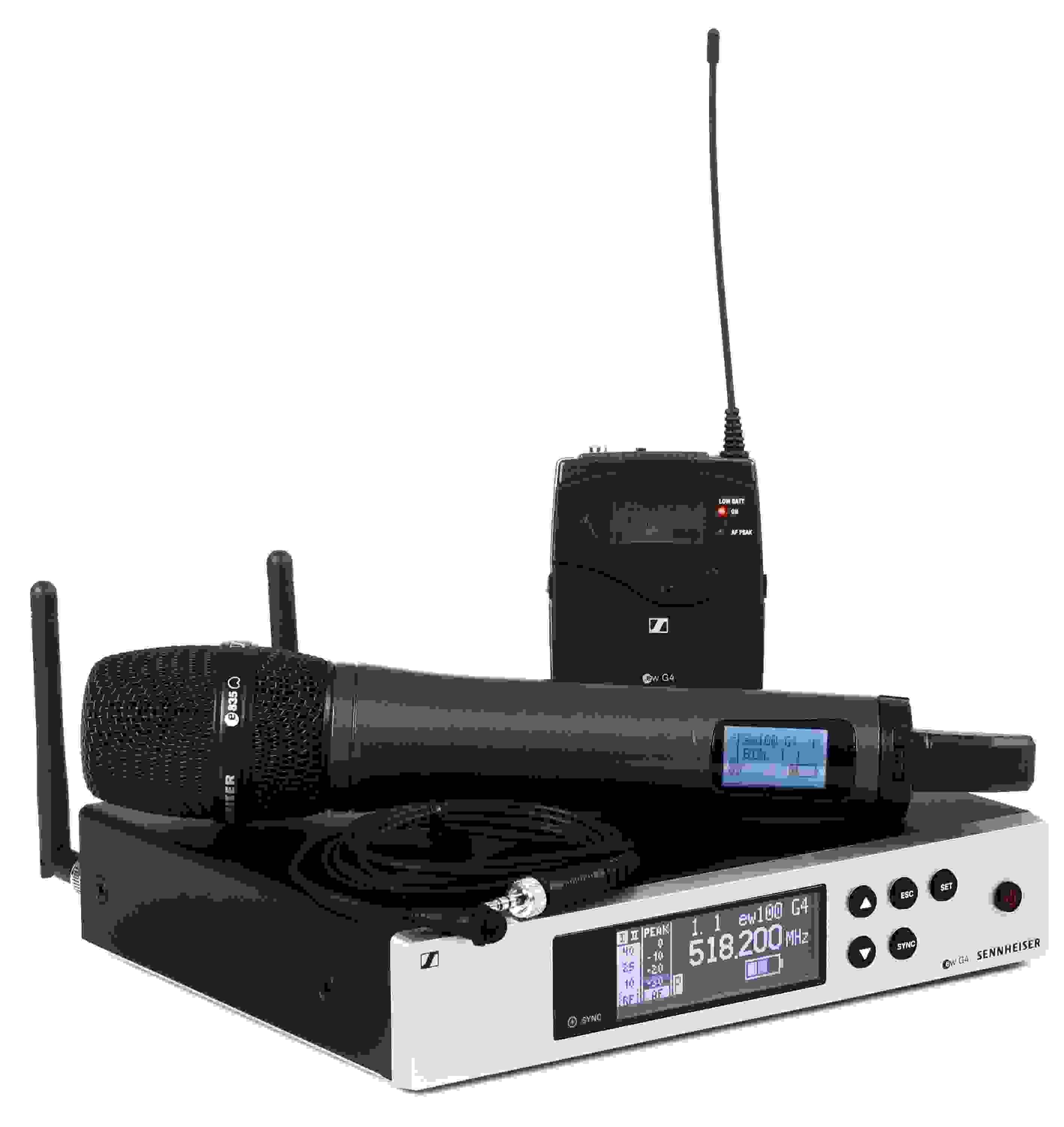 Sennheiser EW 100 G4-ME2/835-S Combo Wireless Handheld and Lavalier Microphone System - A Band ...