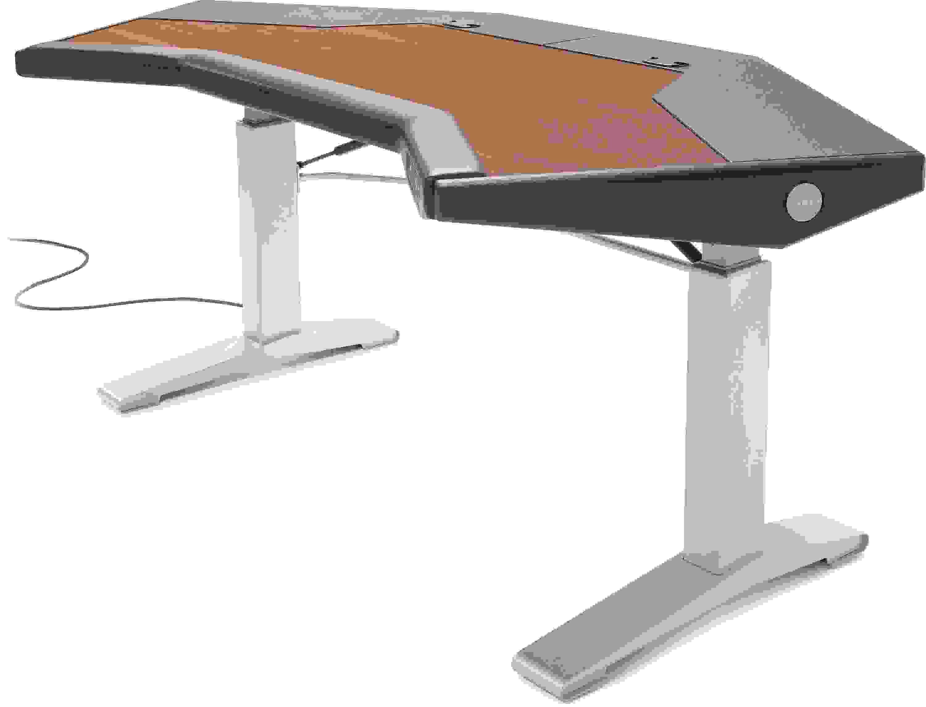 Argosy Halo.GE Base Sit-Stand Workstation Desk with Mahogany Veneer ...